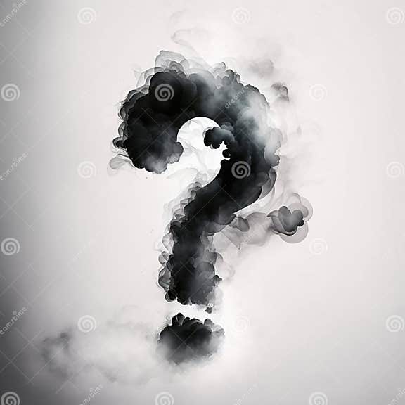Smoke in the Shape of a Questionmark on White Background. Generative AI ...