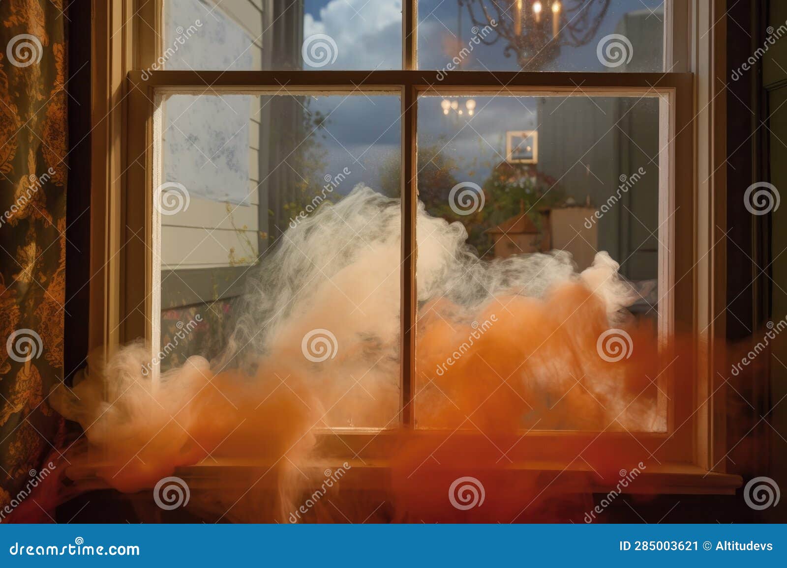 Smoke Signals Seen through a Window Frame Stock Image - Image of clouds ...