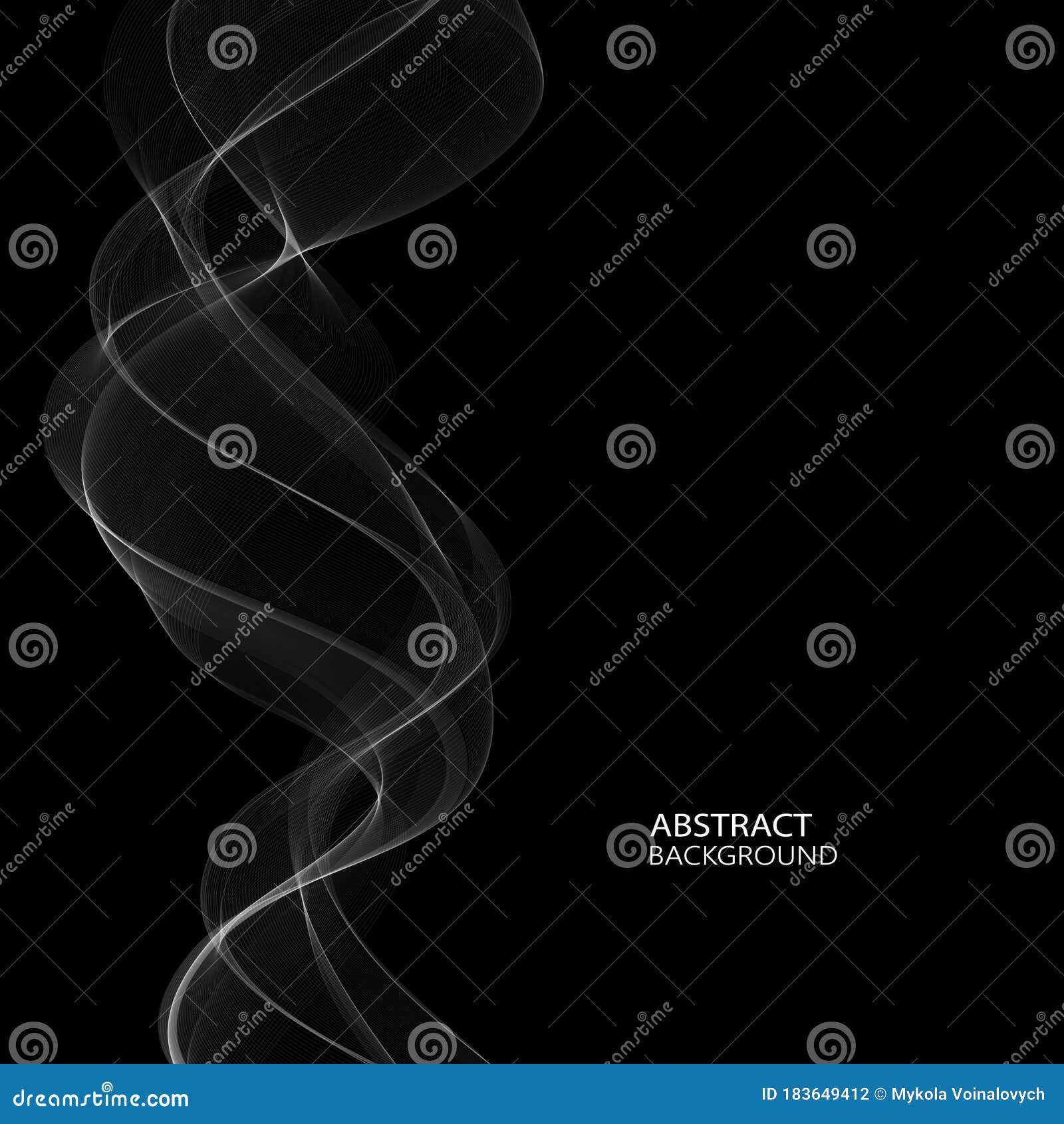 Smoke Smooth Light Lines Vector Black Background. Eps 10. Stock Vector ...