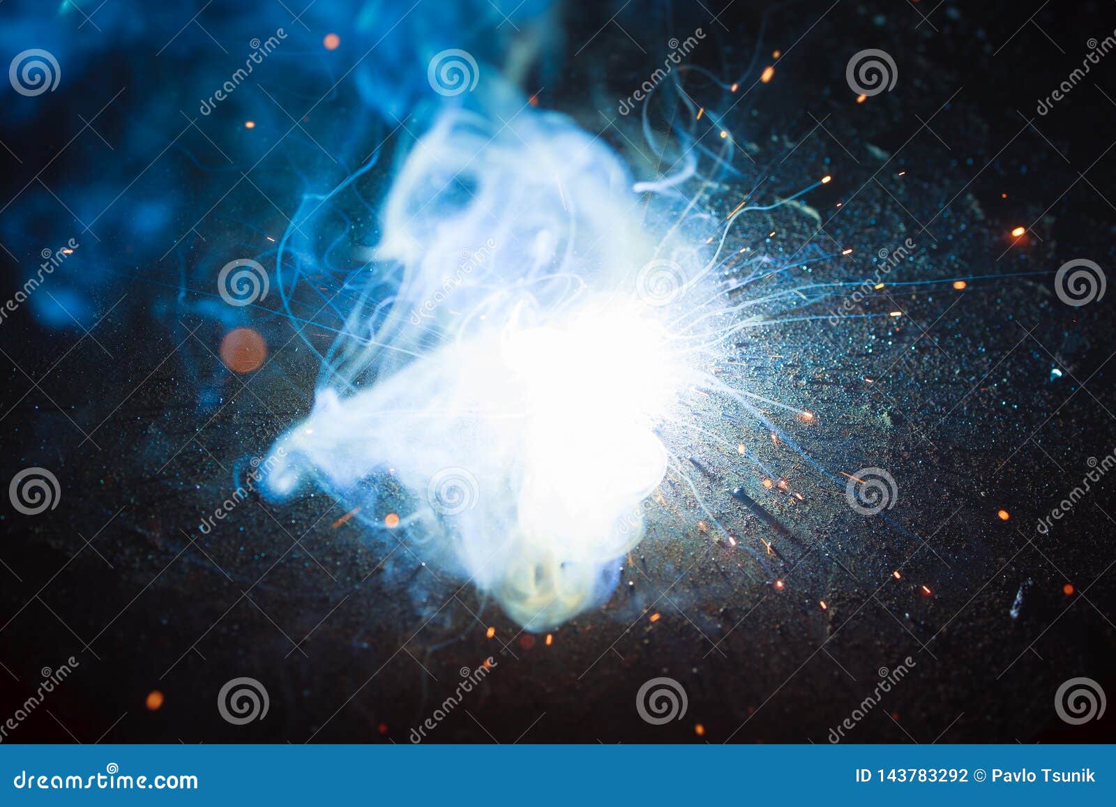 Smoke and Sparks on a Black Background. the Great Explosion and the ...