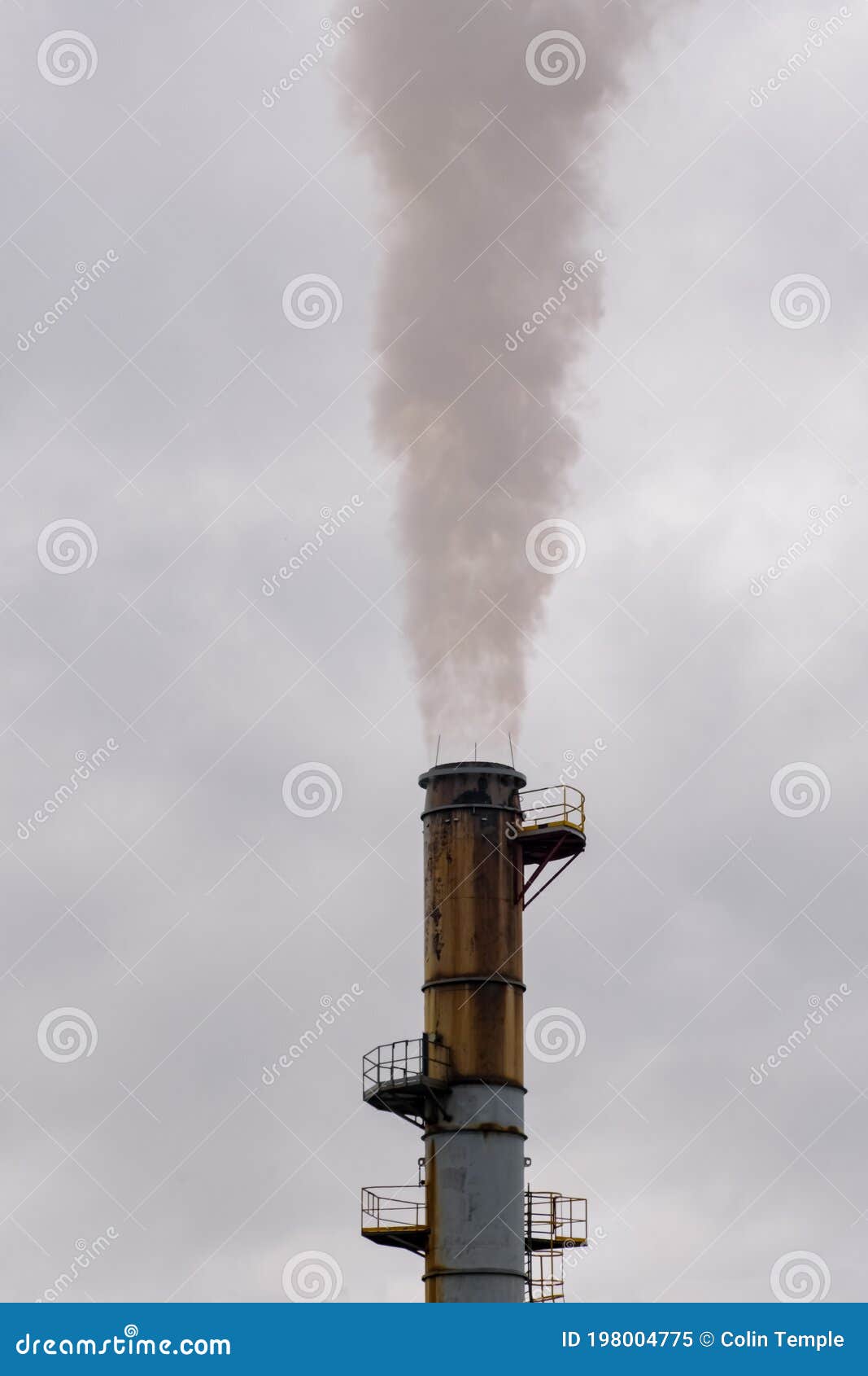 Smoke Stack Emits Smoky Pollution Stock Image - Image of industrial ...