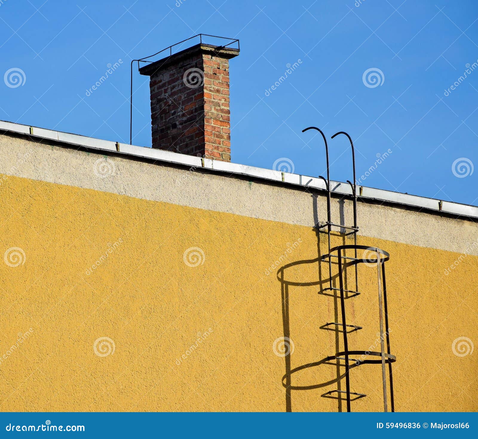 Smoke stack and ladder stock photo. Image of yellow, blue - 59496836