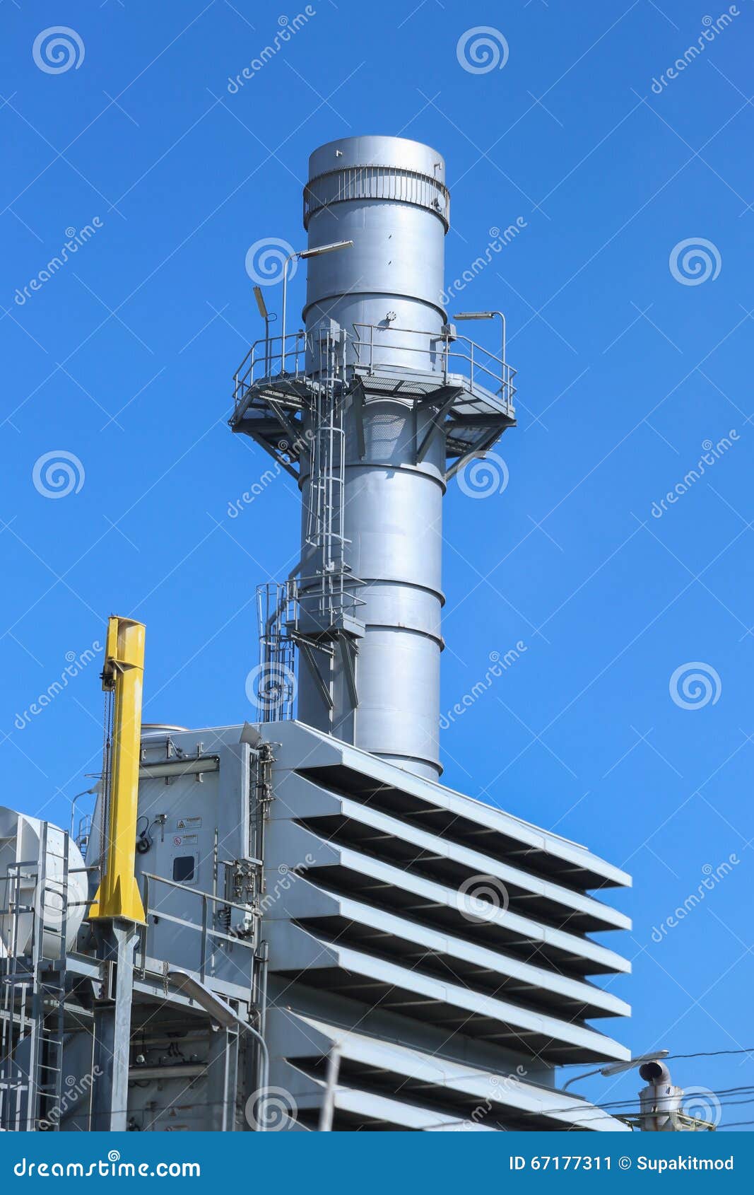 Smoke Stack in Power Generator Plant with Blue Sky Stock Image - Image ...