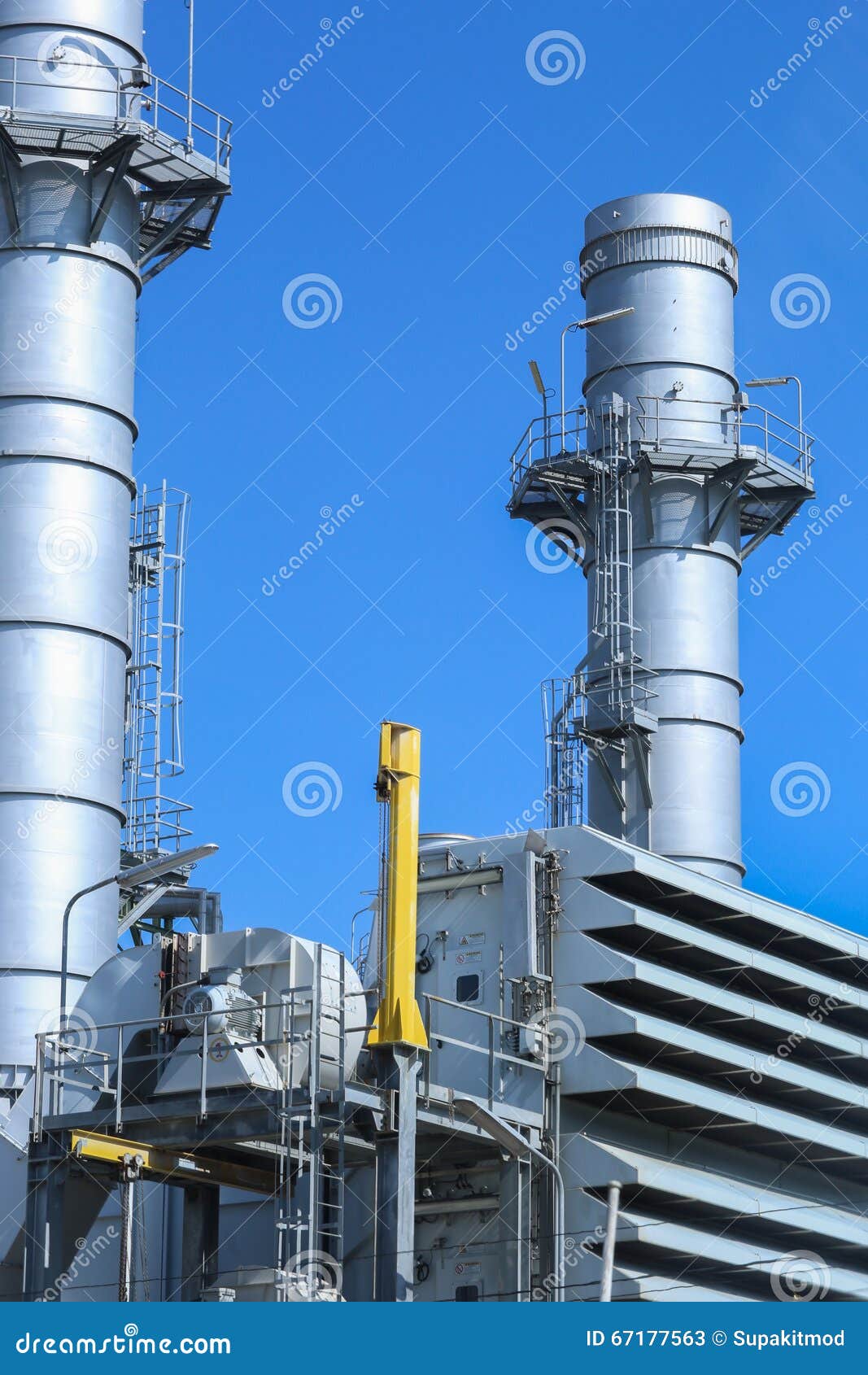 Smoke Stack in Power Generator Plant with Blue Sky Stock Image - Image ...