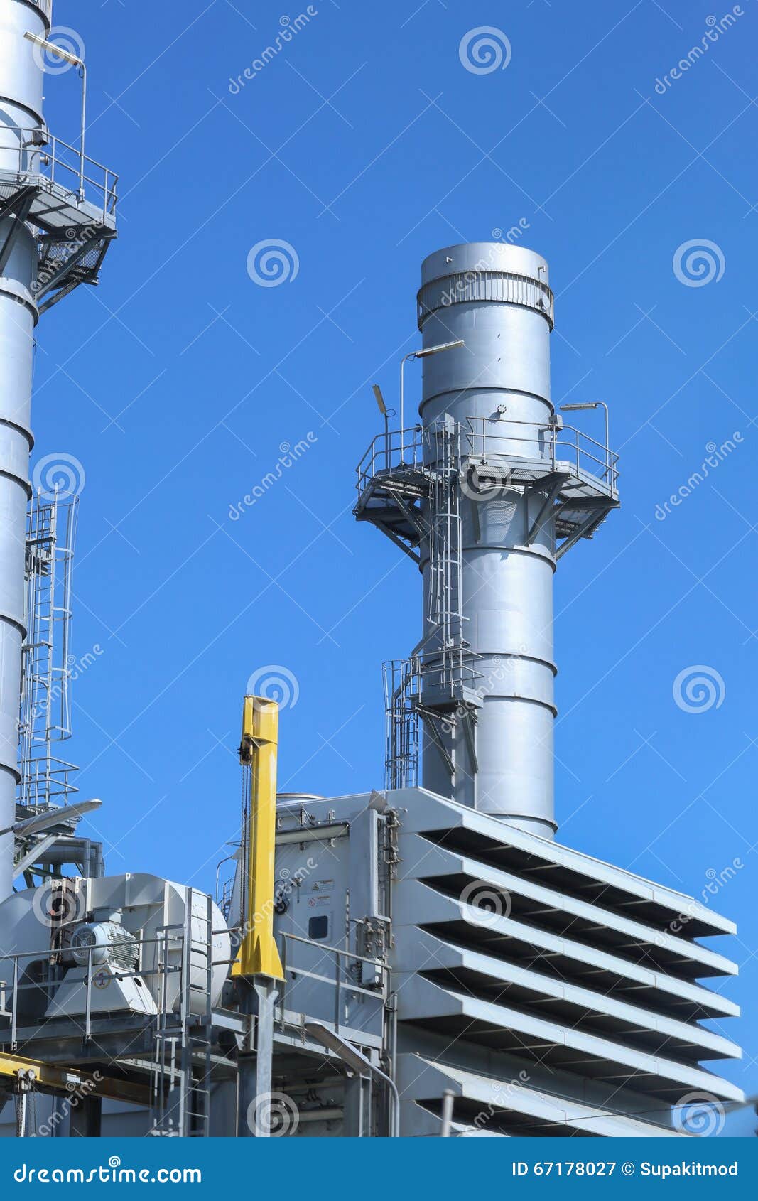 Smoke Stack in Power Generator Plant with Blue Sky Stock Image - Image ...