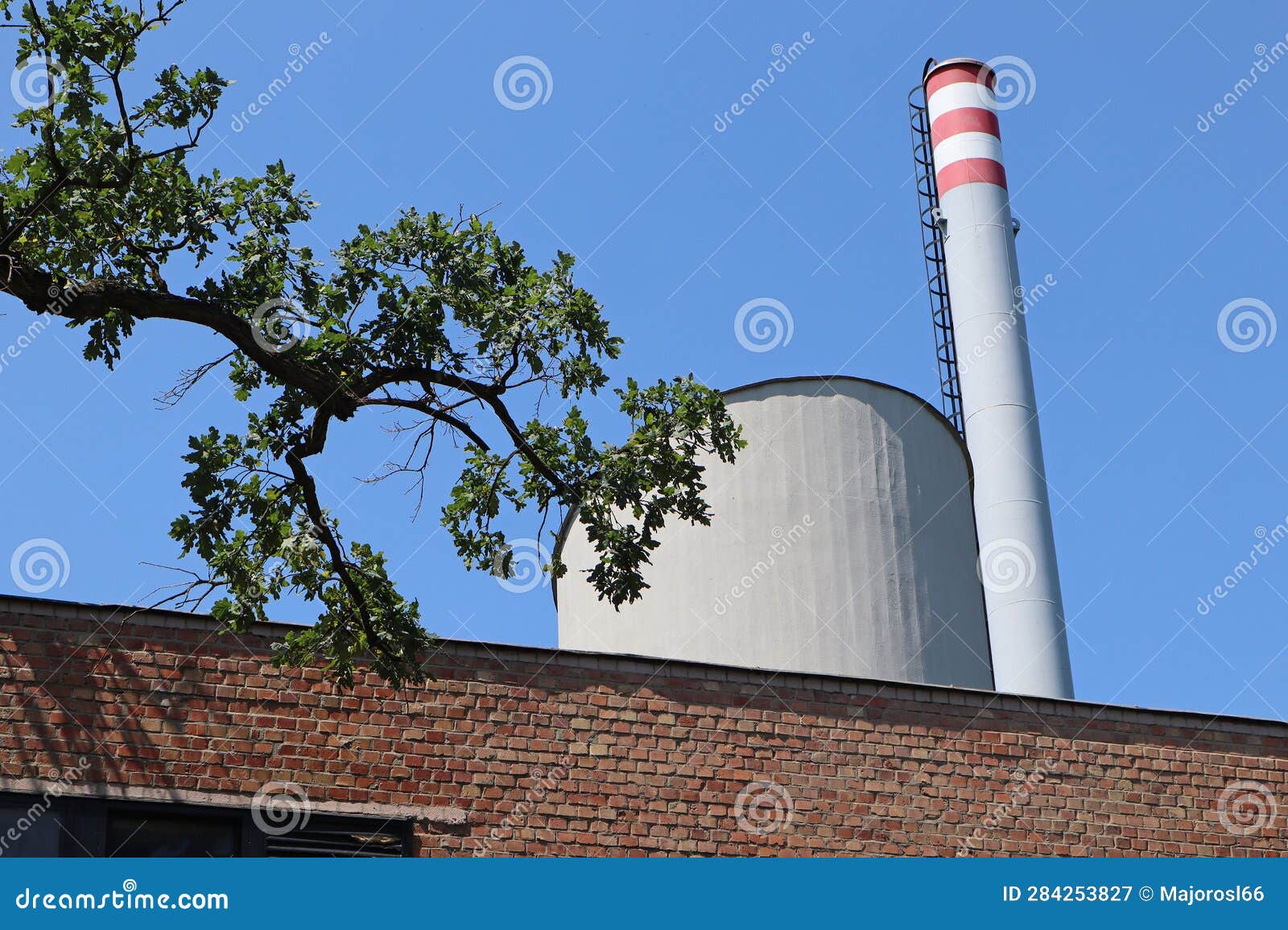 Smoke Stack of the Power Plant Stock Image - Image of wall, tree: 284253827