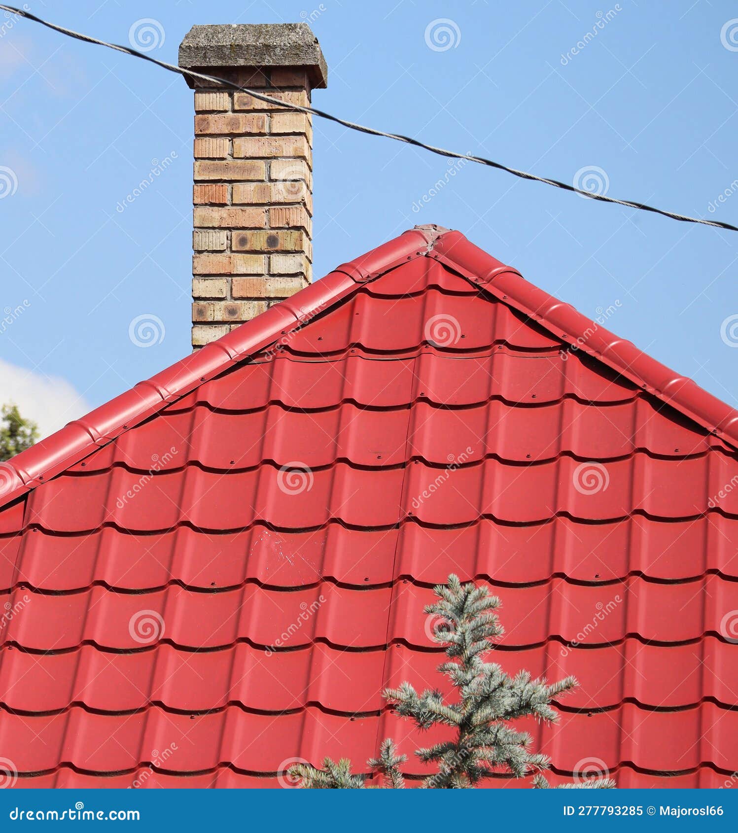 Smoke Stack and Red Tiles on the Roof of a House Stock Image - Image of ...