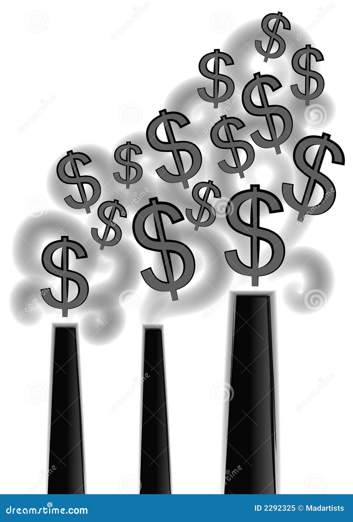 Smoke Stacks Money Pollution Stock Illustration - Illustration of grey ...