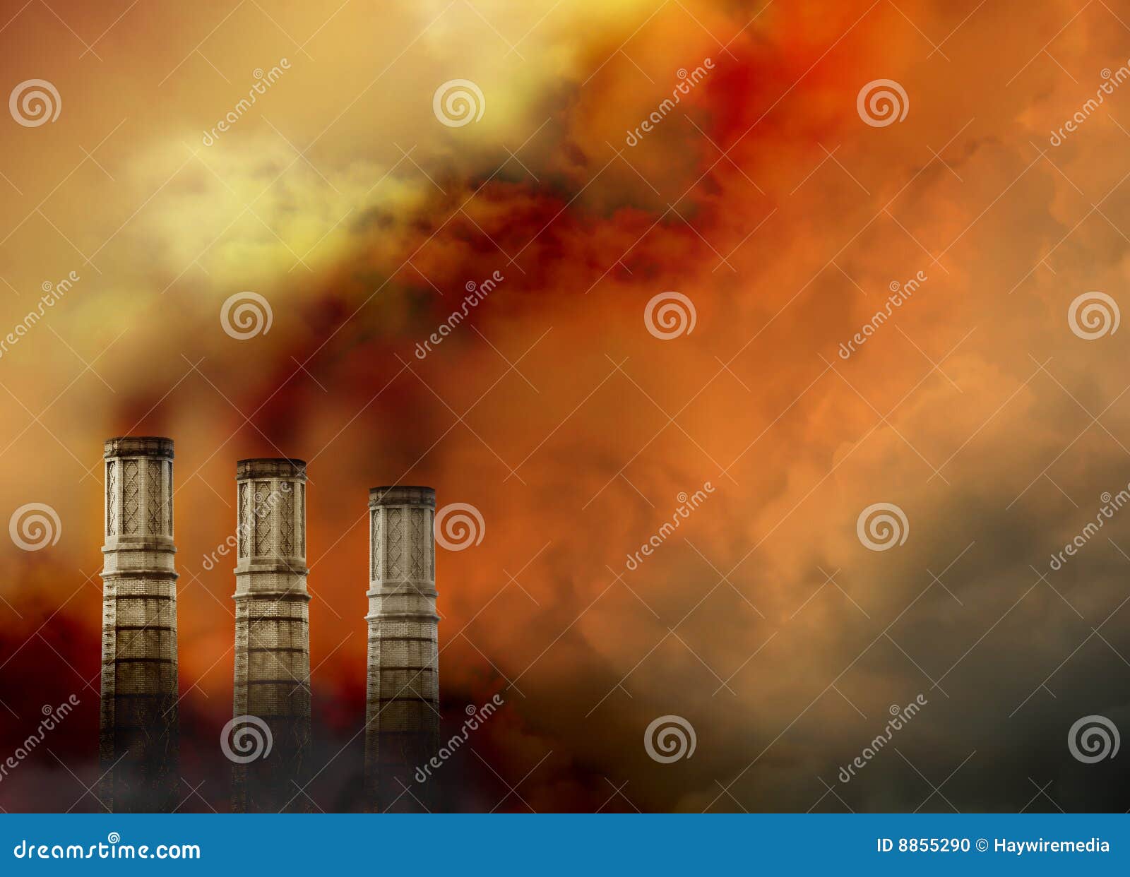 Smoke Stacks with Pollution Smoke Stock Illustration - Illustration of ...