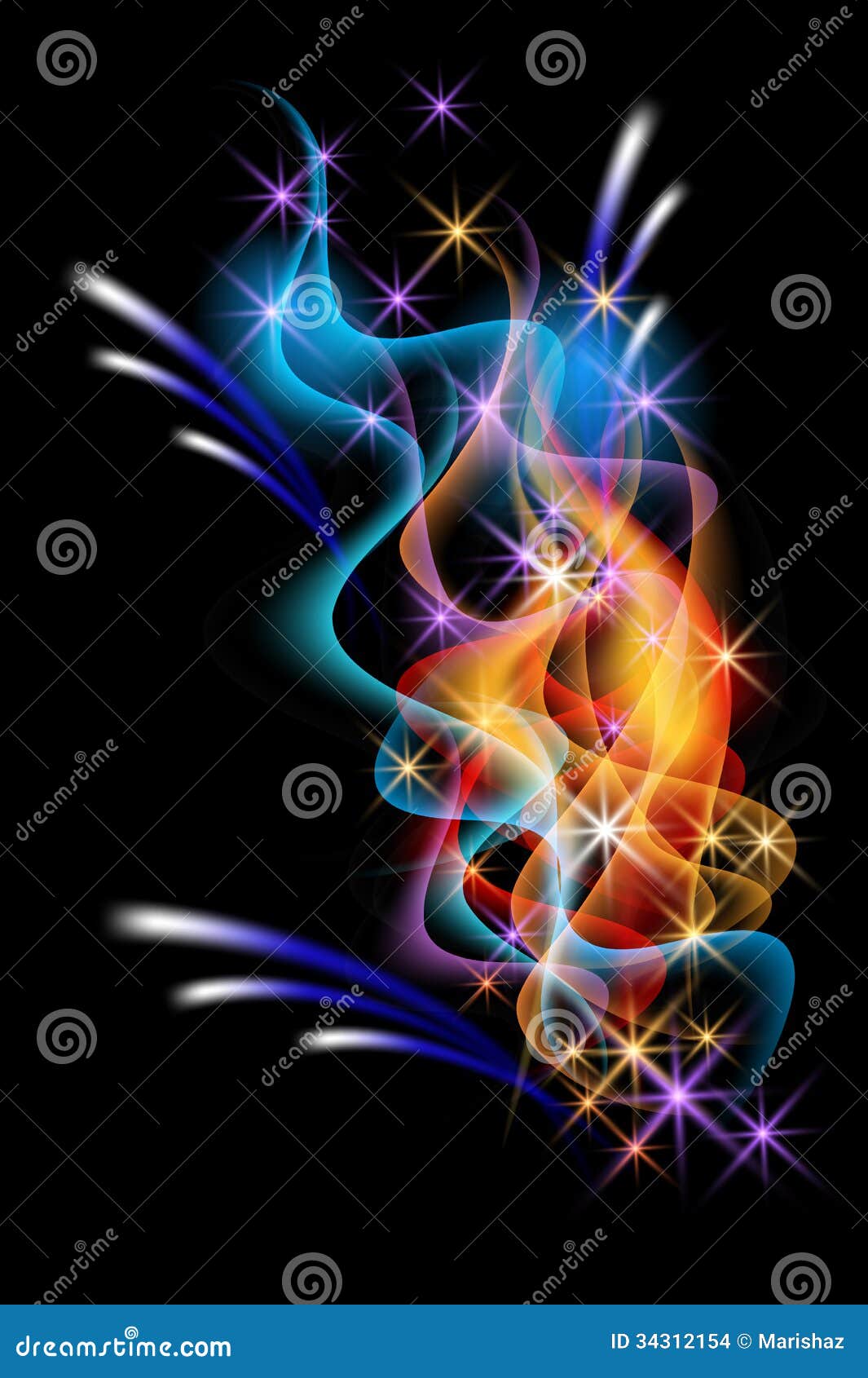 Smoke and stars stock vector. Illustration of flight - 34312154