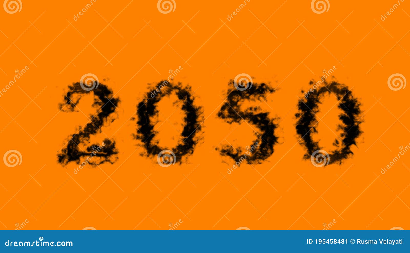 2050 Smoke Text Effect Orange Isolated Background Stock Illustration ...