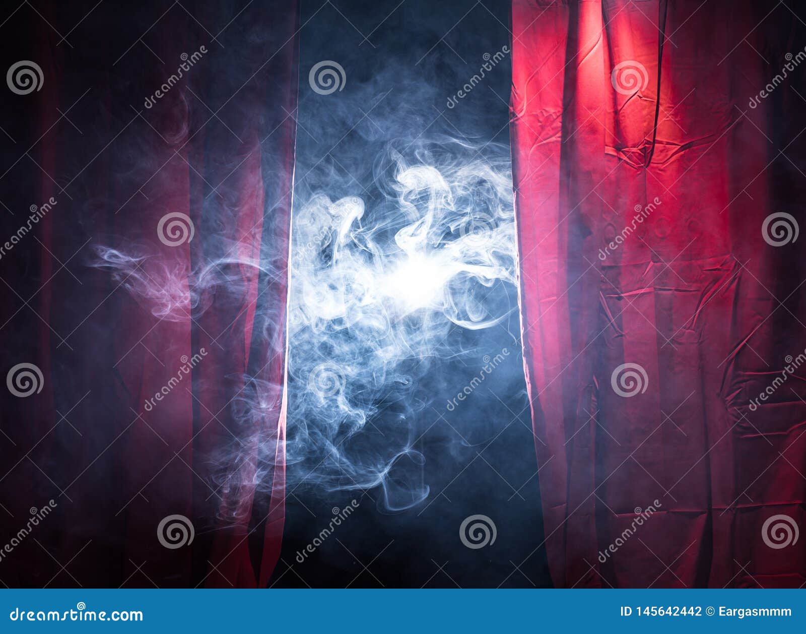 Smoke on a theater stage stock photo. Image of blue - 145642442