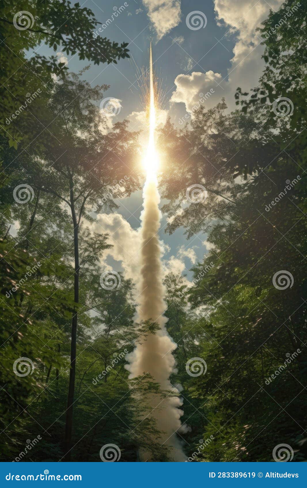 Smoke Trails from a Launched Rocket Stock Image - Image of technology ...