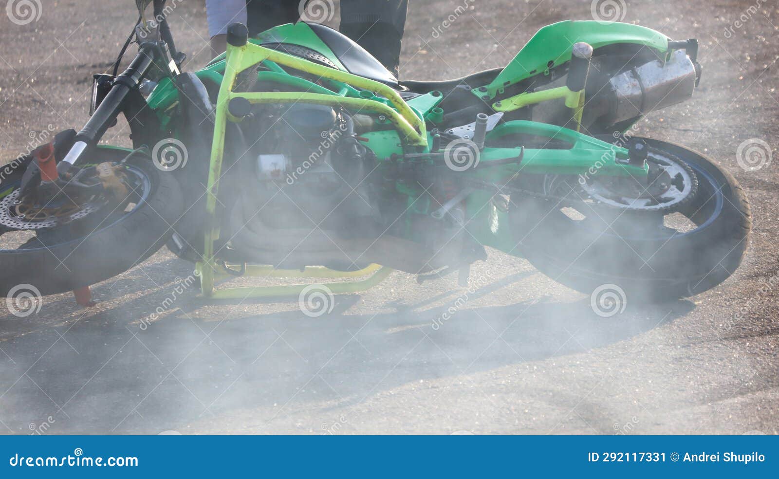 Smoke from Under the Wheel of a Motorcycle Stock Image - Image of ...