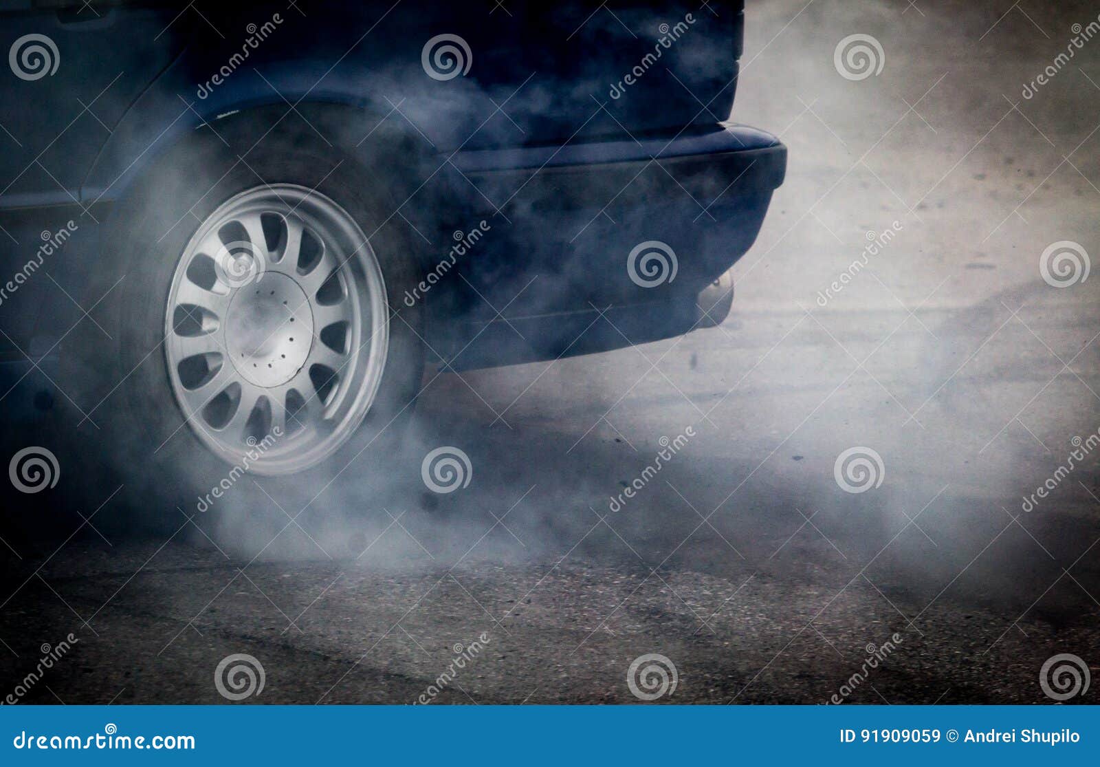 Smoke from Under the Wheels of the Car Stock Image - Image of drag ...