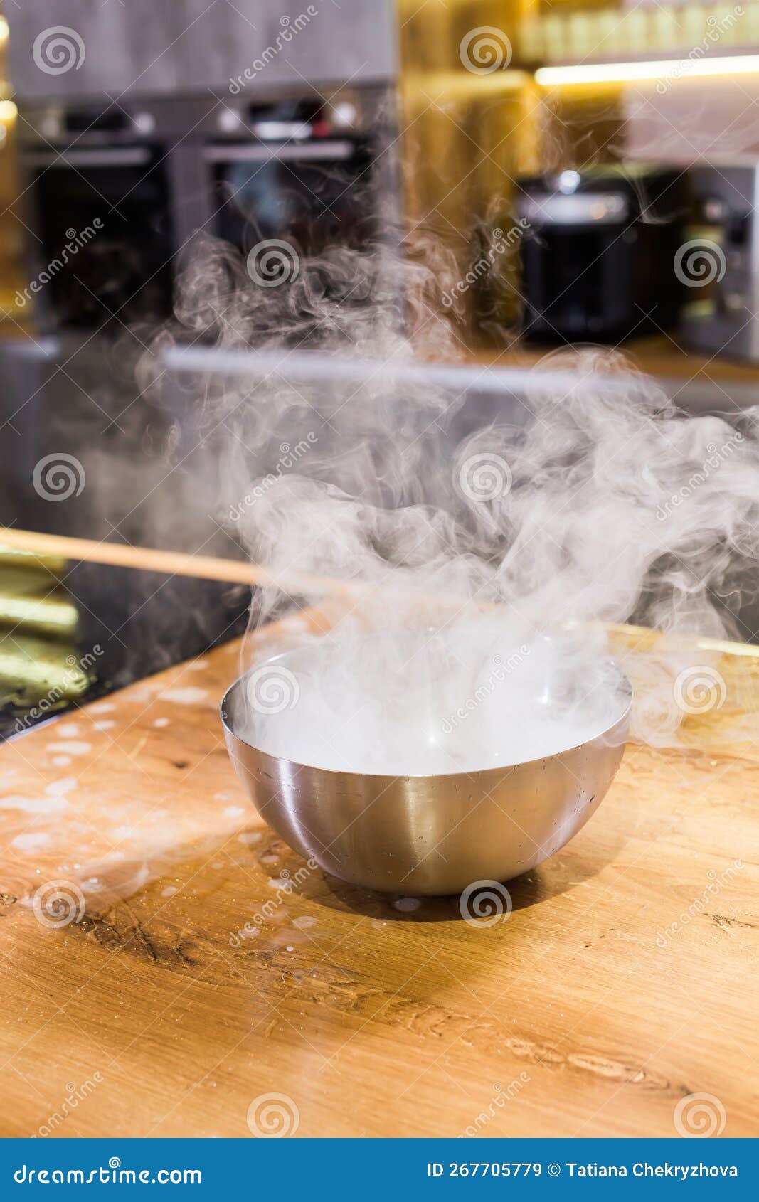 Smoke Vapor Dry Ice in Bowl in Kitchen Stock Image - Image of smoke ...