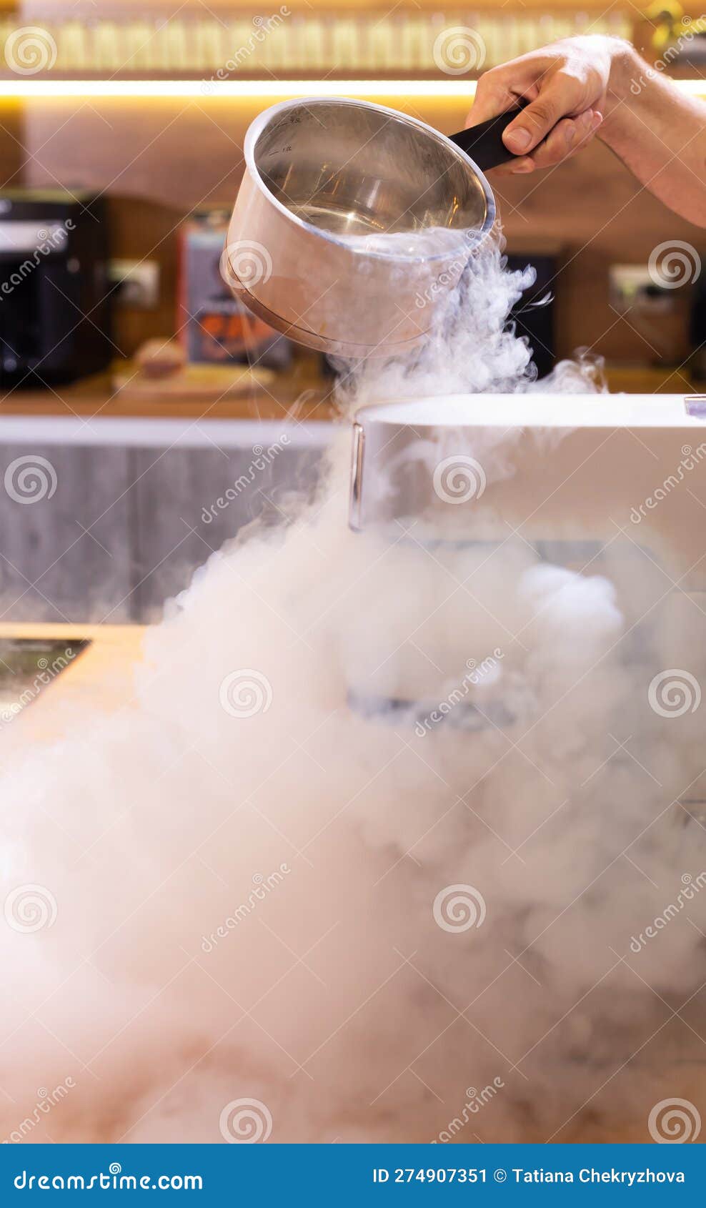 Smoke Vapor Dry Ice in Bowl in Kitchen Stock Image - Image of effect ...
