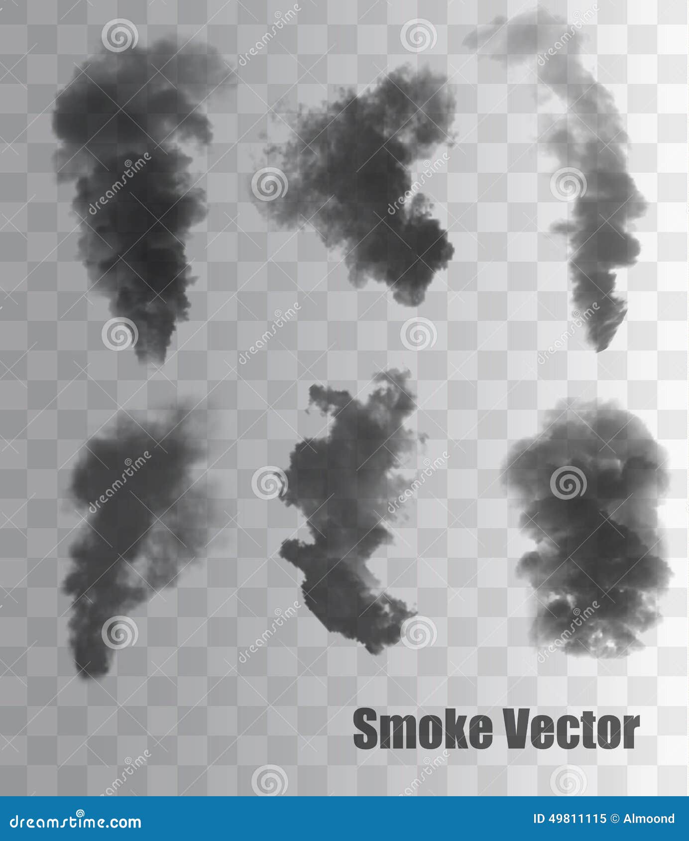 Smoke Vectors on Transparent Background. Stock Vector - Illustration of ...