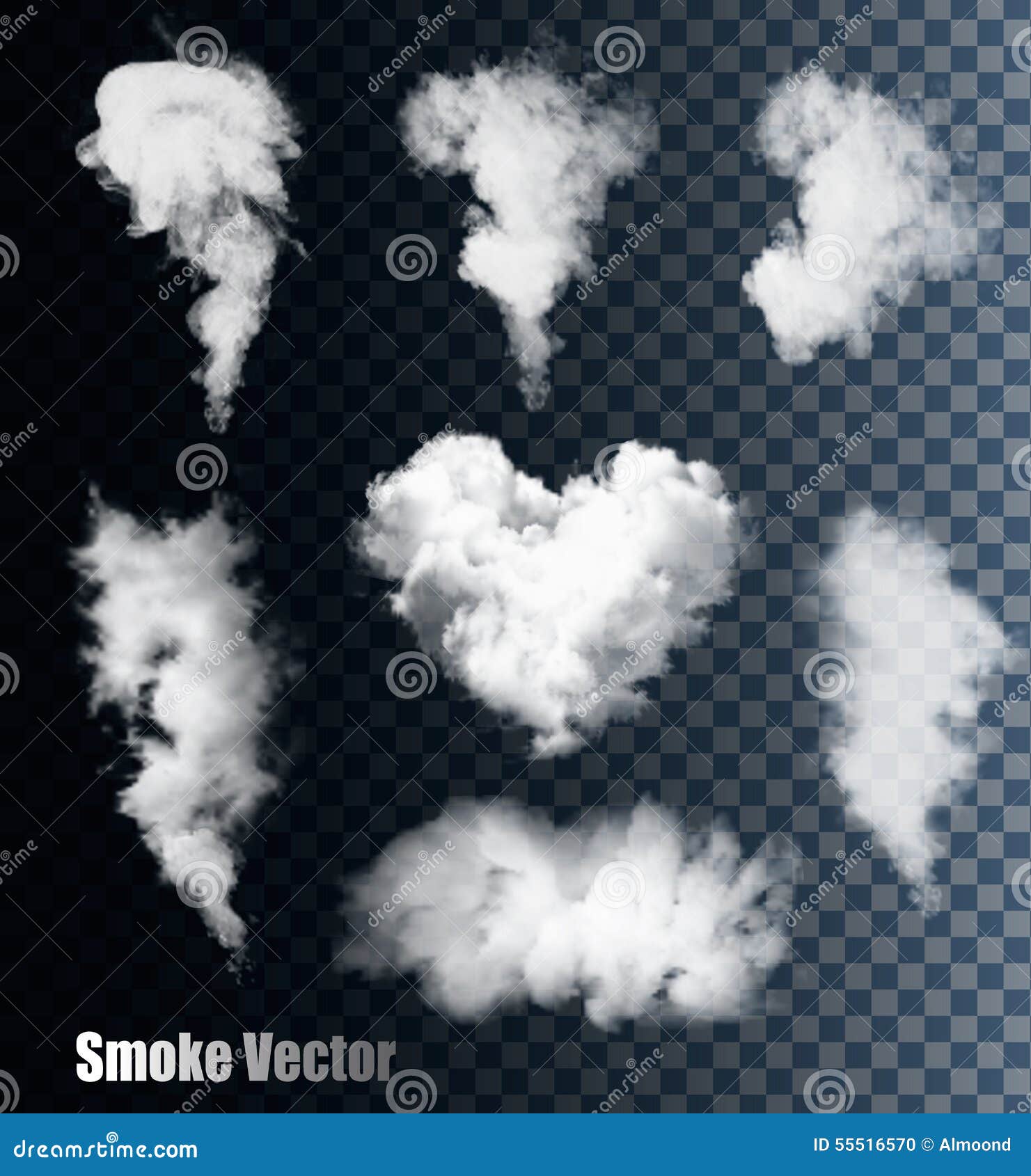 Smoke Vectors on Transparent Background. Stock Vector - Illustration of ...