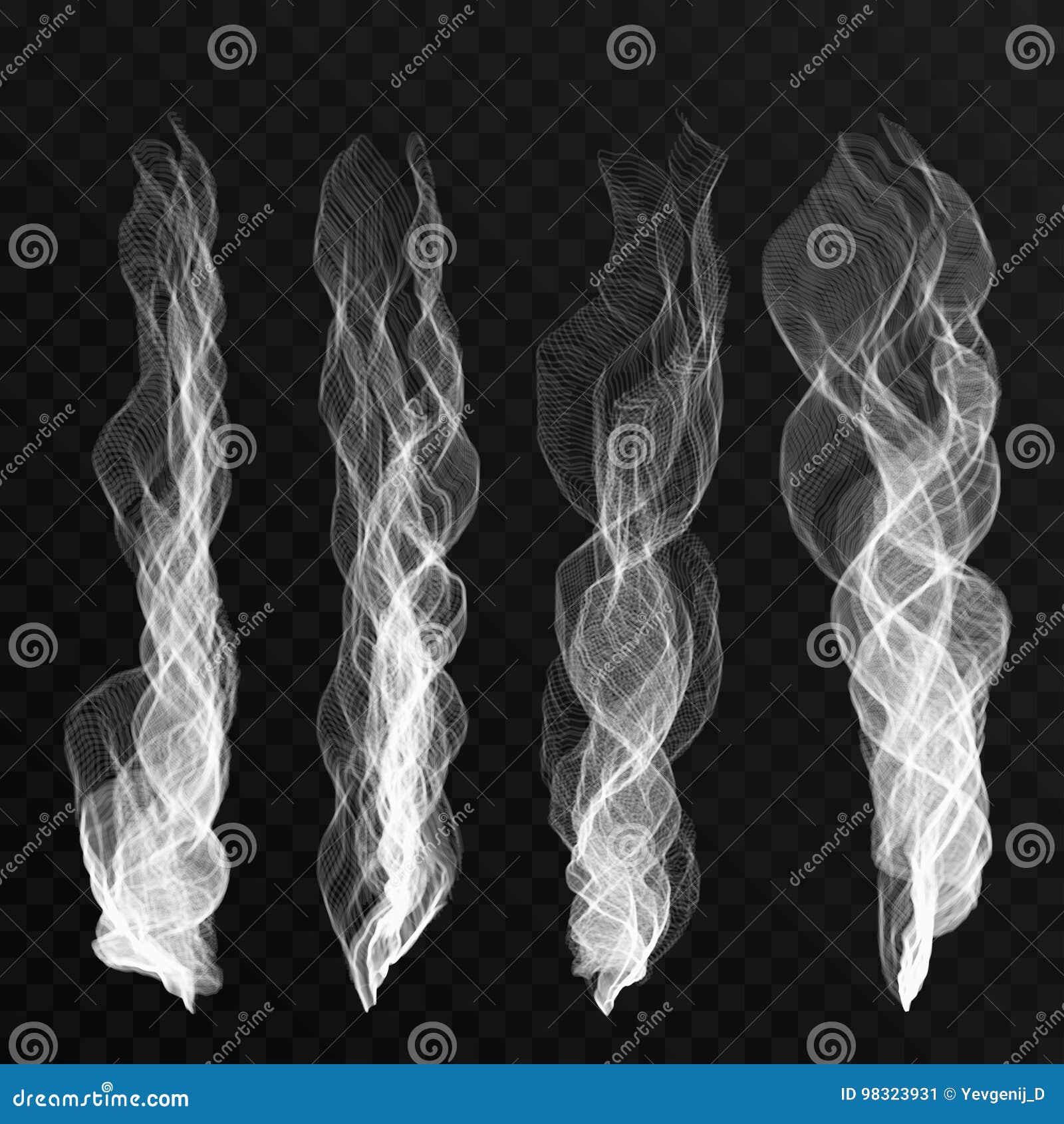 Smoke Waves Set on Transparent Background. Cigarette Smoke Waves, Hot ...