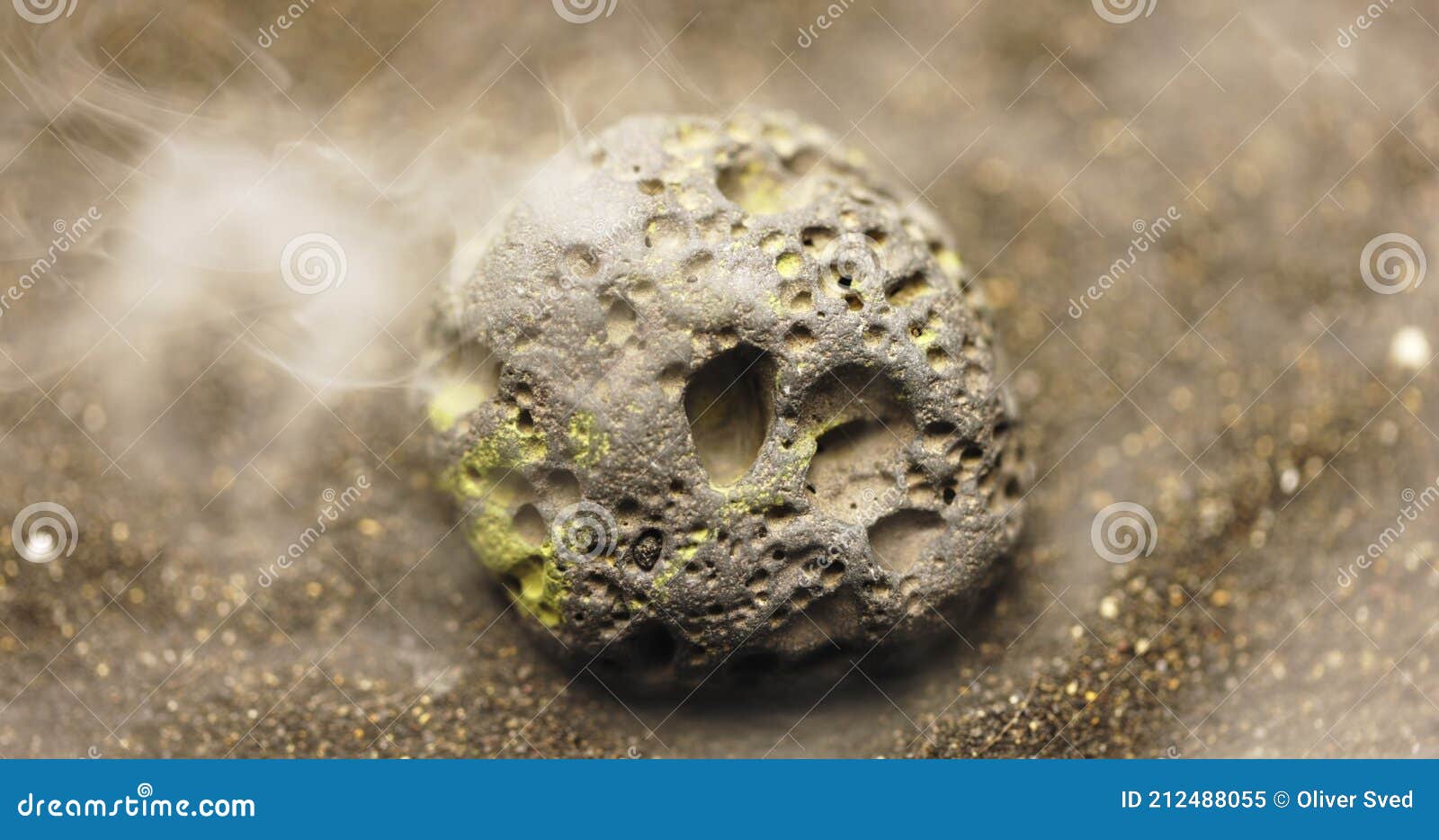 Smoke Whirling Around Small Meteorite Stone Stock Image - Image of ...