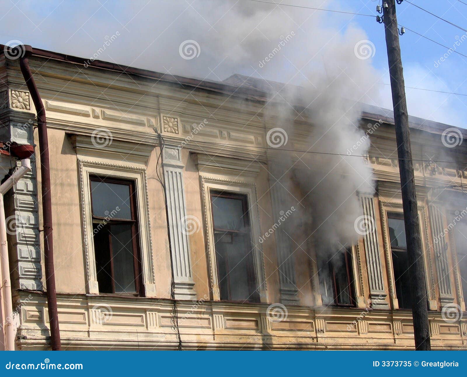 Smoke in the window stock image. Image of help, loss, roof - 3373735