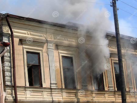 Smoke in the window stock image. Image of help, loss, roof - 3373735