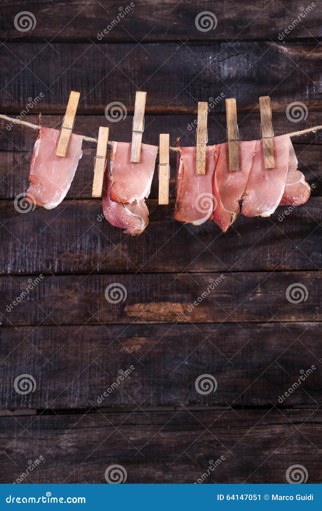 Smoked bacon hanging stock image. Image of tasty, speck - 64147051