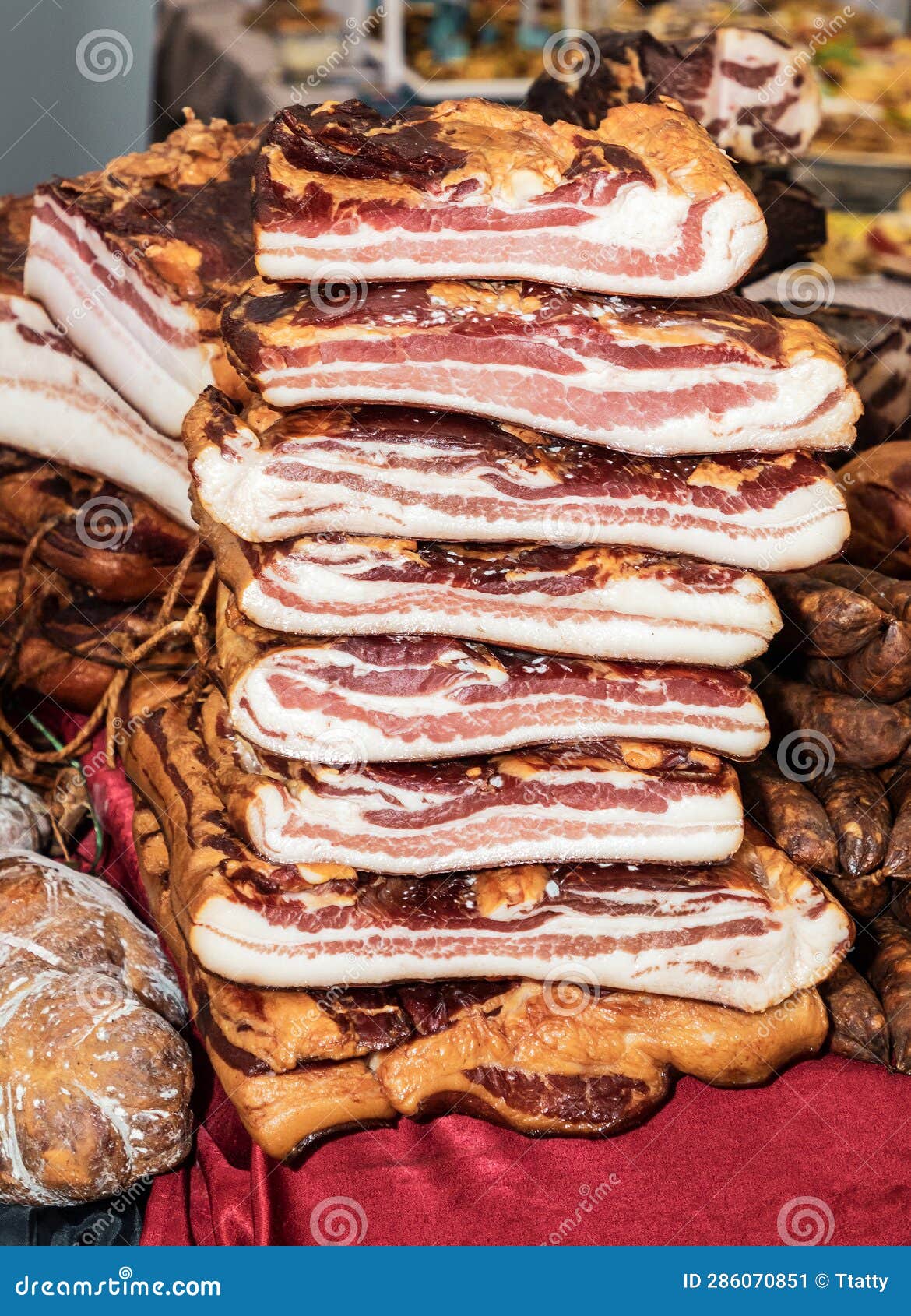 Smoked bacon stack stock image. Image of stack, bacon - 286070851