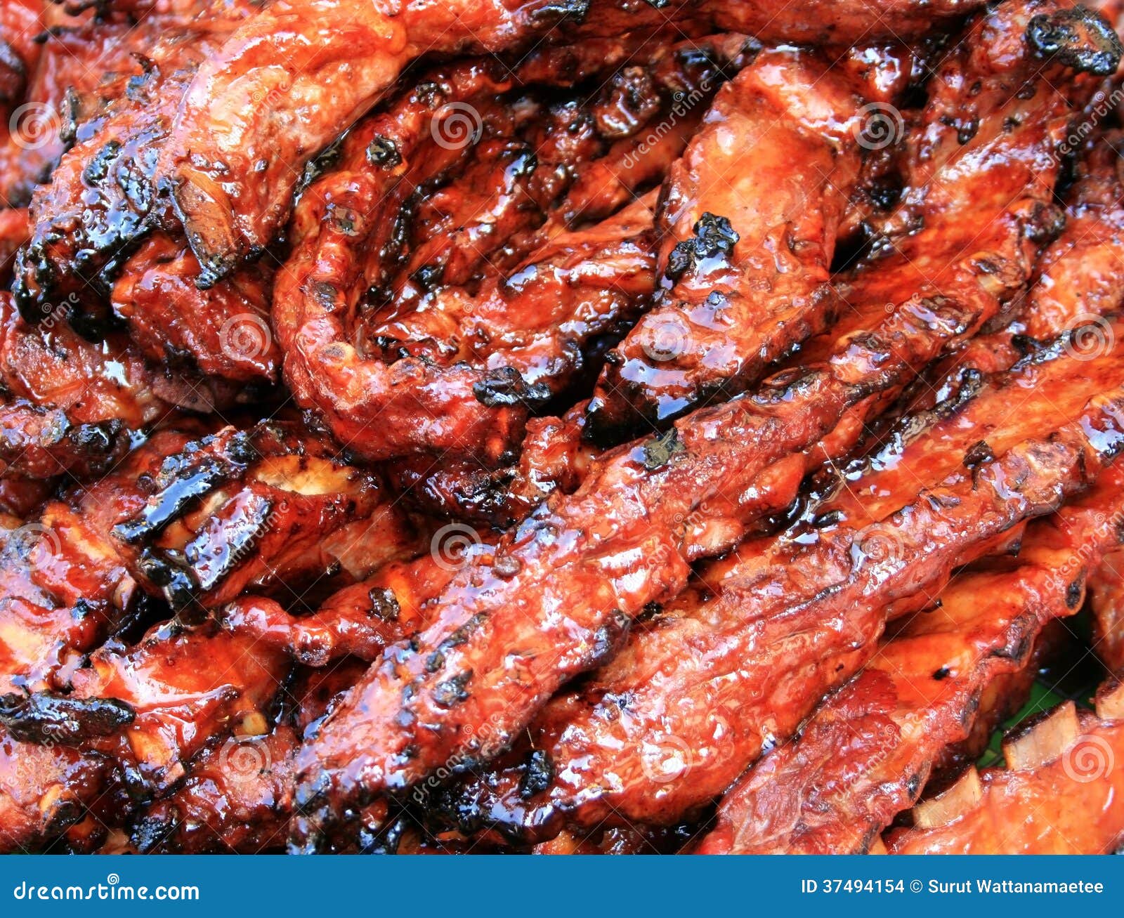 Smoked Barbecue Pork Spare Ribs Stock Photo - Image of roast, barbecue ...