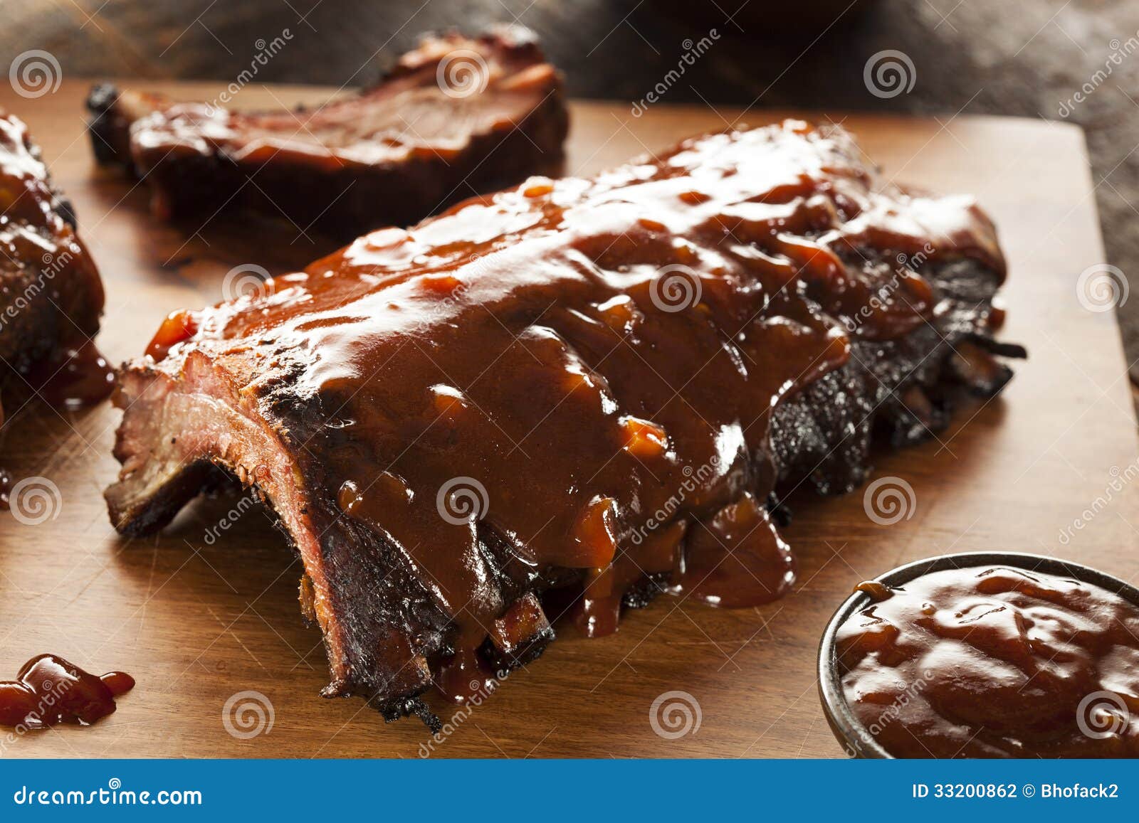 Smoked Barbecue Pork Spare Ribs Stock Photo - Image of pork, sloppy ...