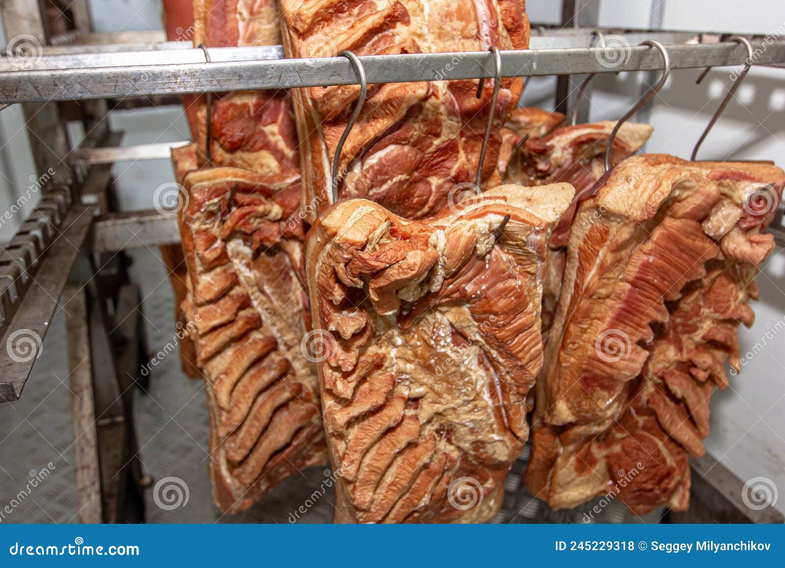 Smoked Beef at a Meat Processing Plant Stock Photo - Image of pork ...