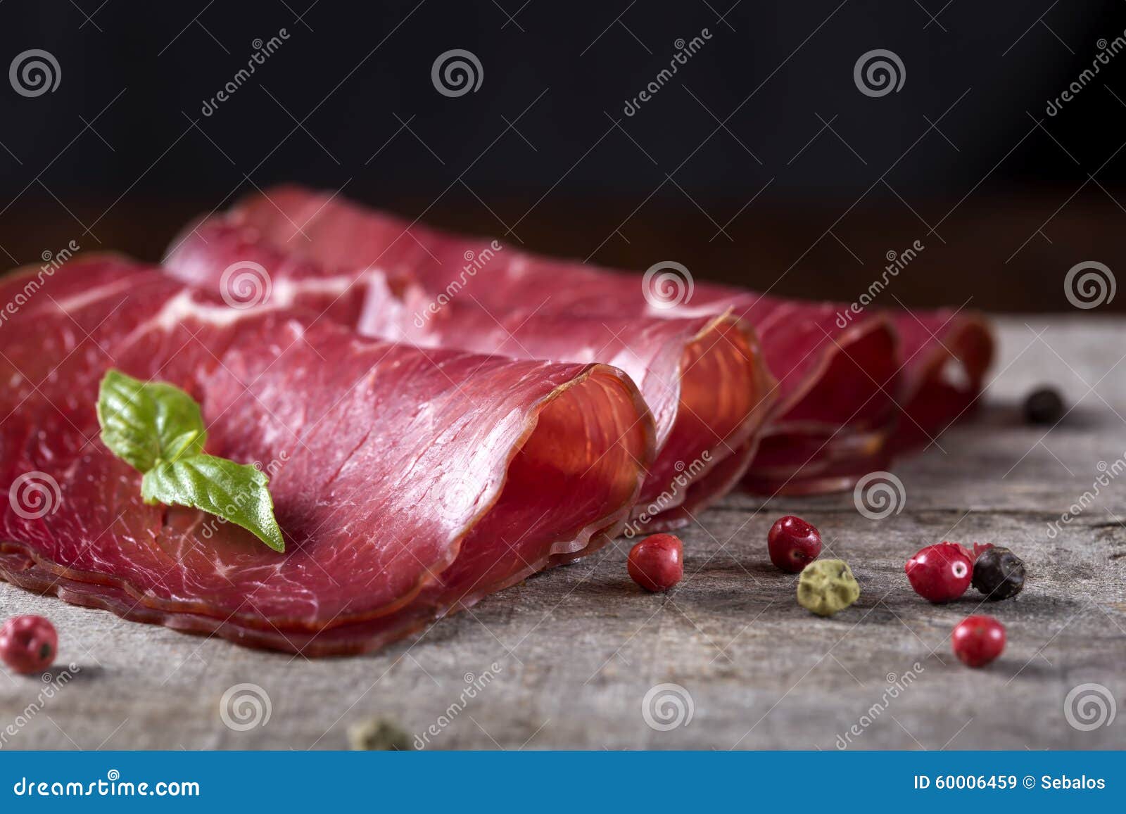Smoked beef meat slices stock image. Image of breakfast - 60006459