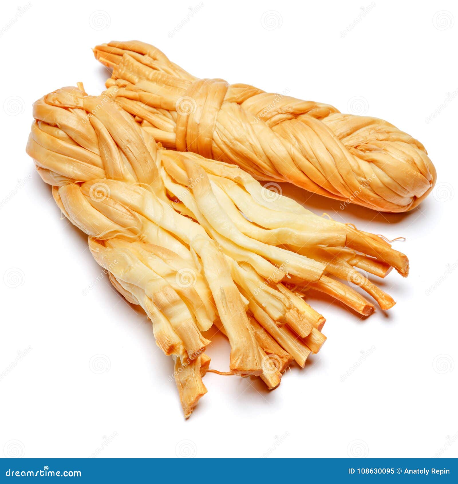 Smoked Braided Cheese on White Background Stock Image - Image of ...