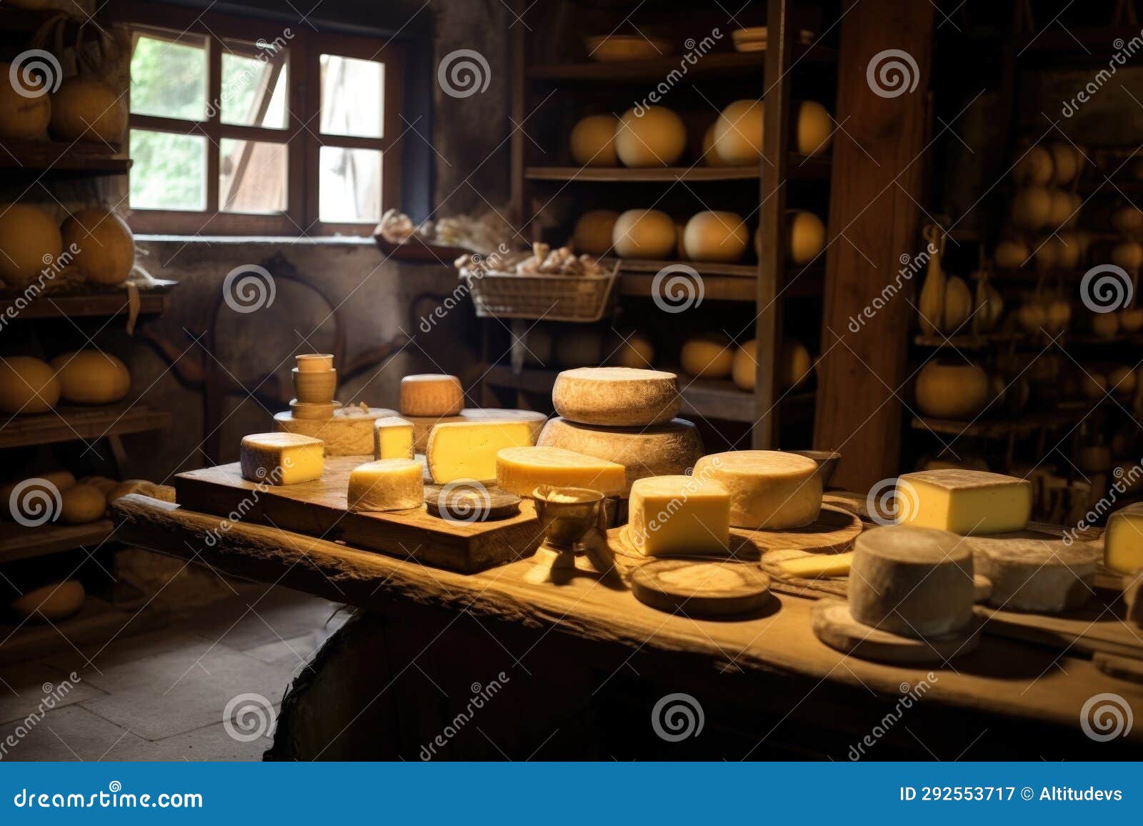 Smoked Cheese Arranged in Cheese Cellar Stock Image - Image of shelves ...