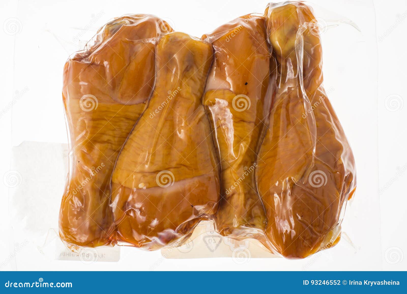 Smoked Chicken in Vacuum Plastic Packaging Stock Photo - Image of ...