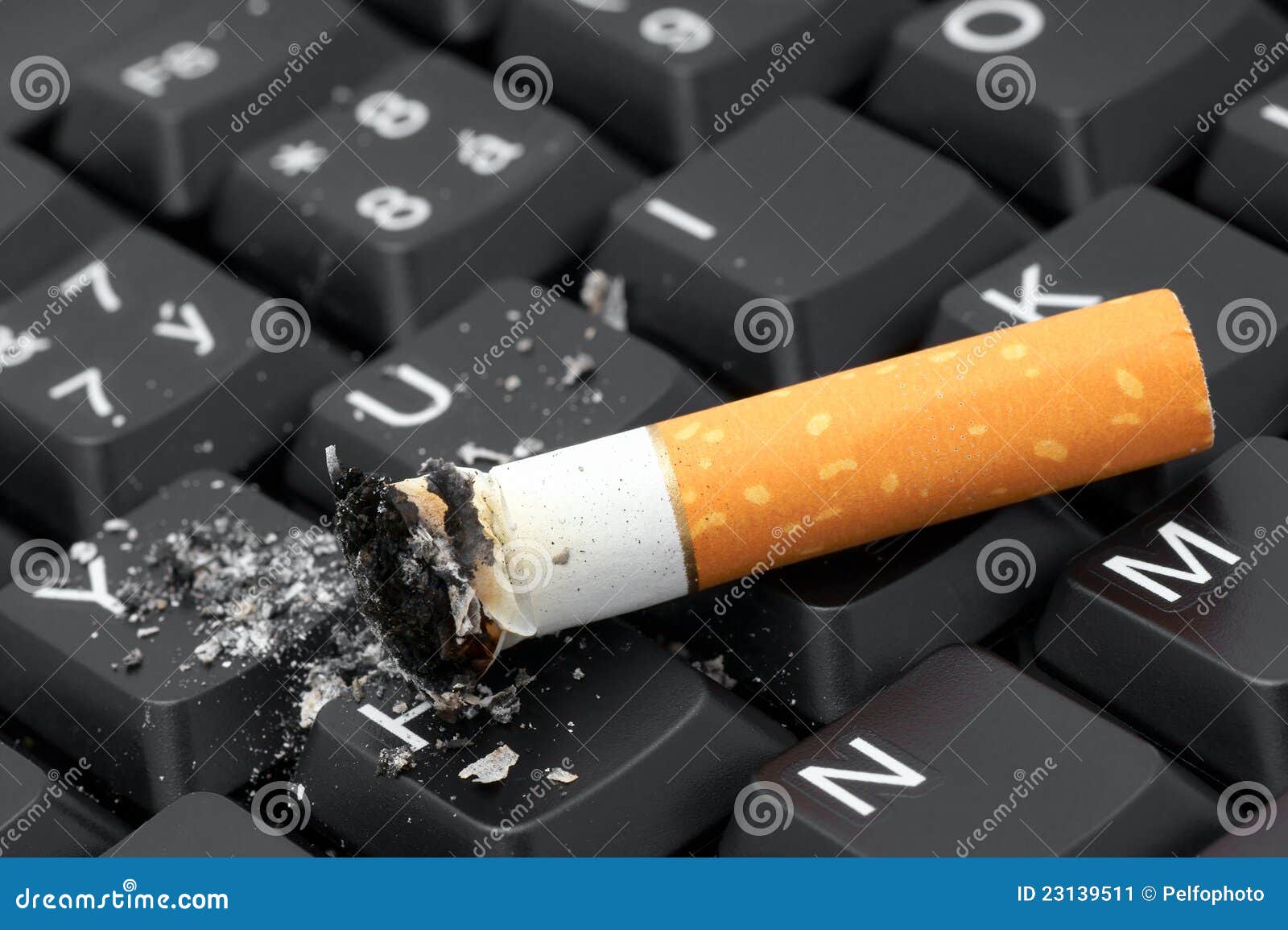 Smoked cigarette. stock image. Image of computers, fire - 23139511