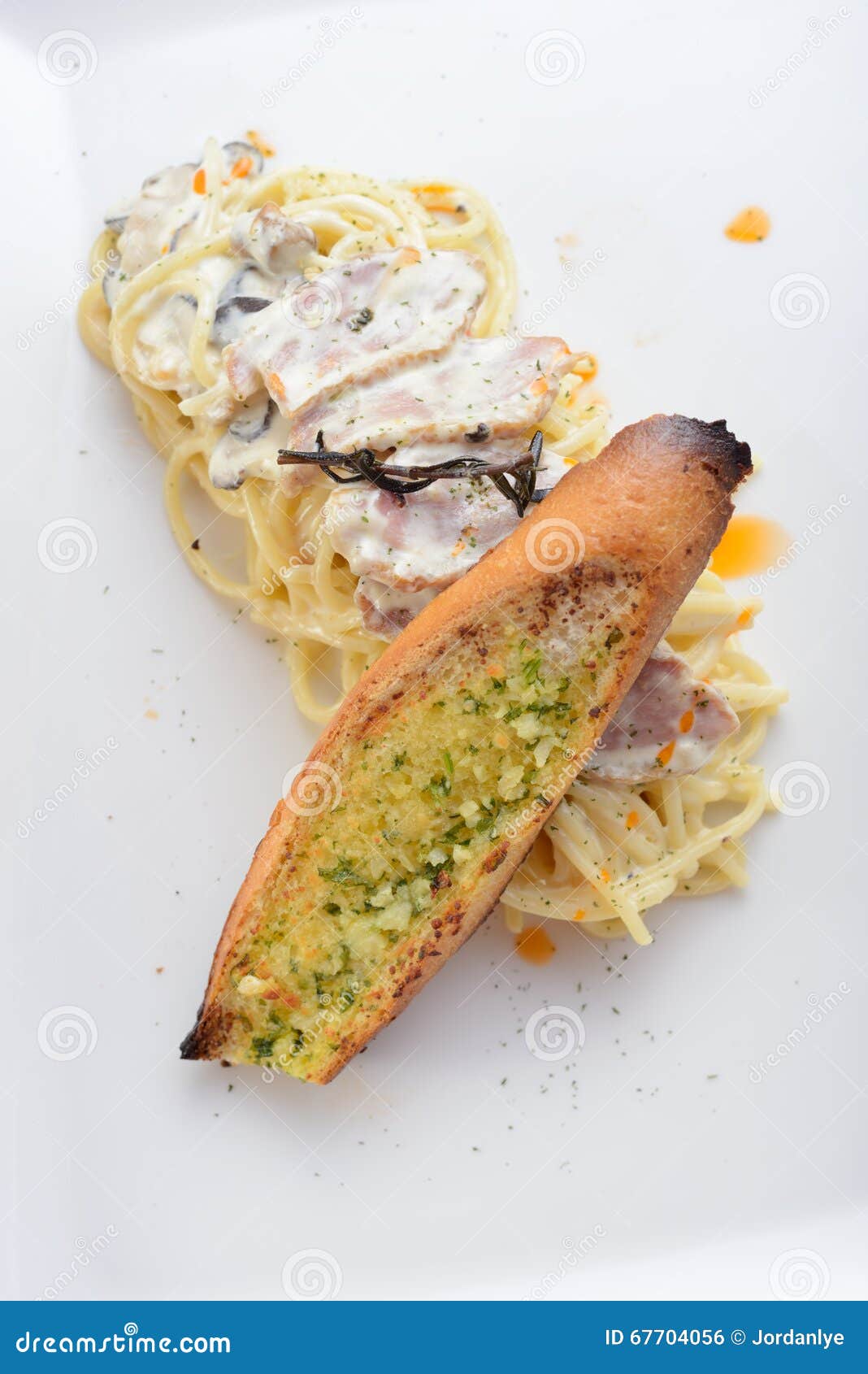 Smoked Duck with Carbonara Spaghetti Stock Photo - Image of calories ...