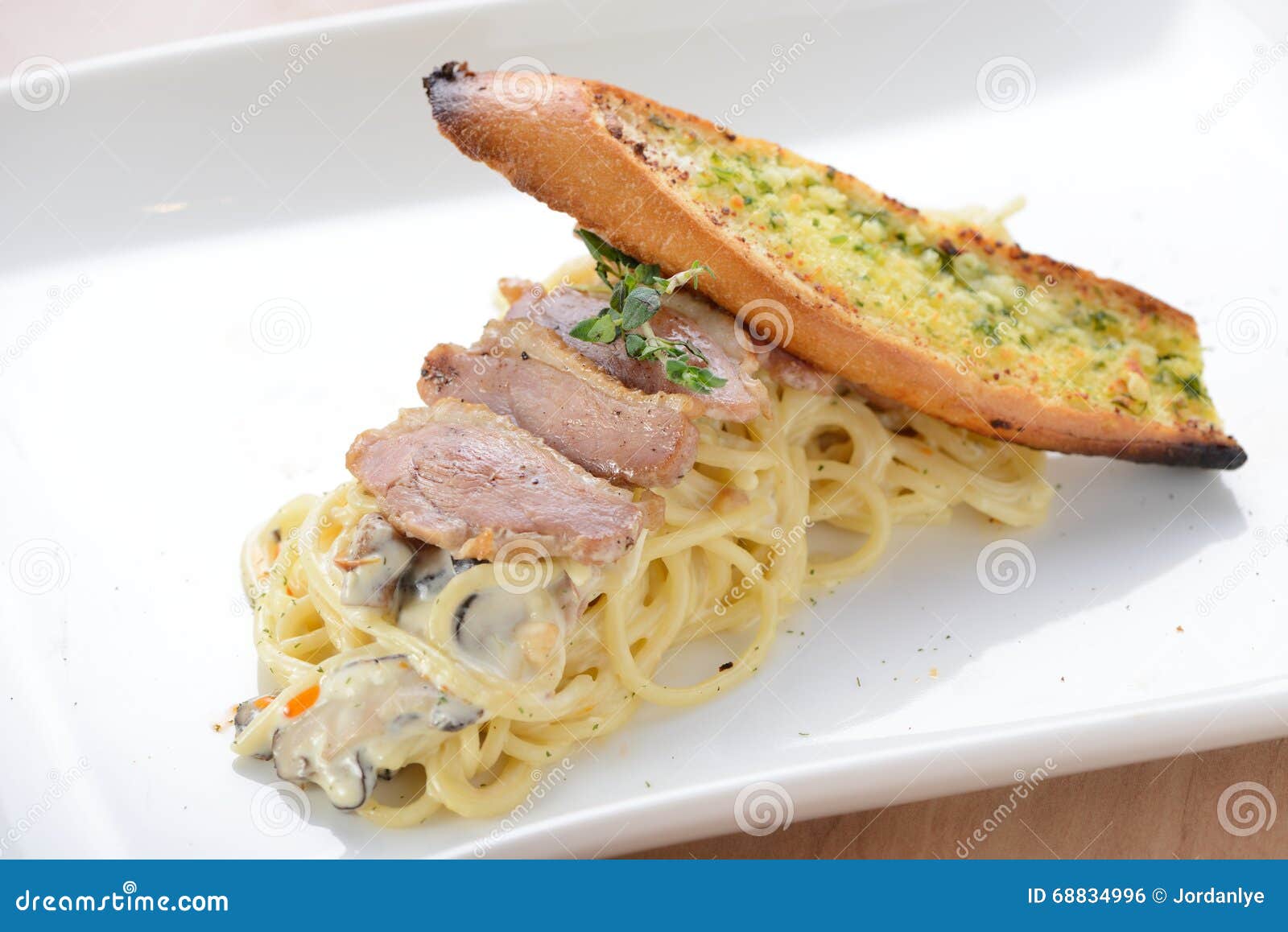 Smoked Duck with Carbonara Spaghetti Stock Photo - Image of carbonara ...