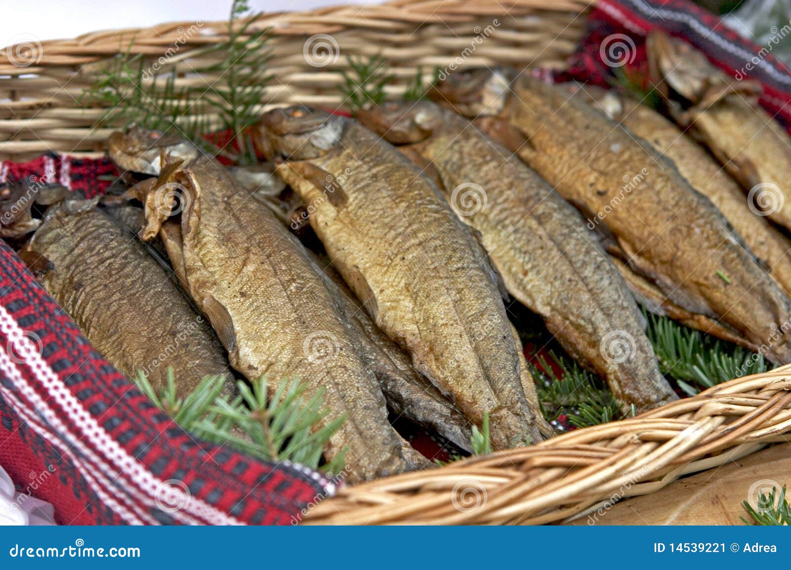 Some Smoked Fish in a Basket Stock Image - Image of store, preserved ...