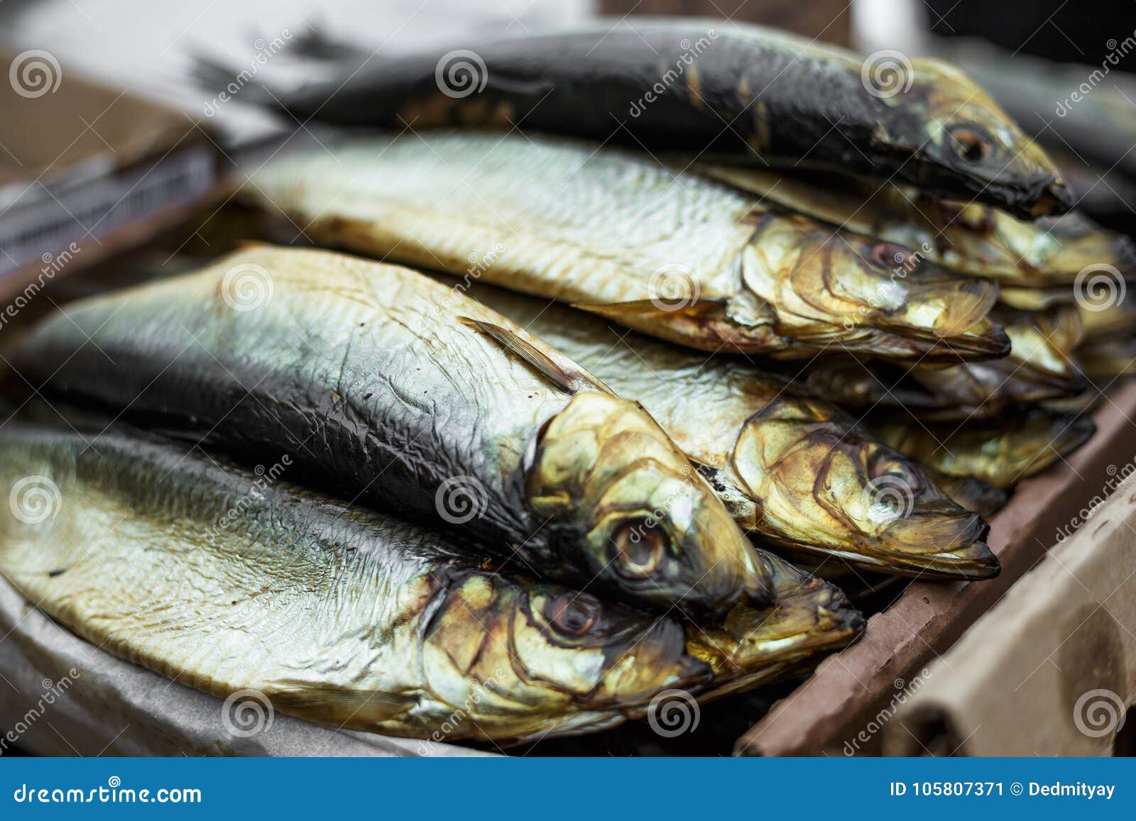 Smoked fish in a box stock image. Image of meal, cuisine - 105807371