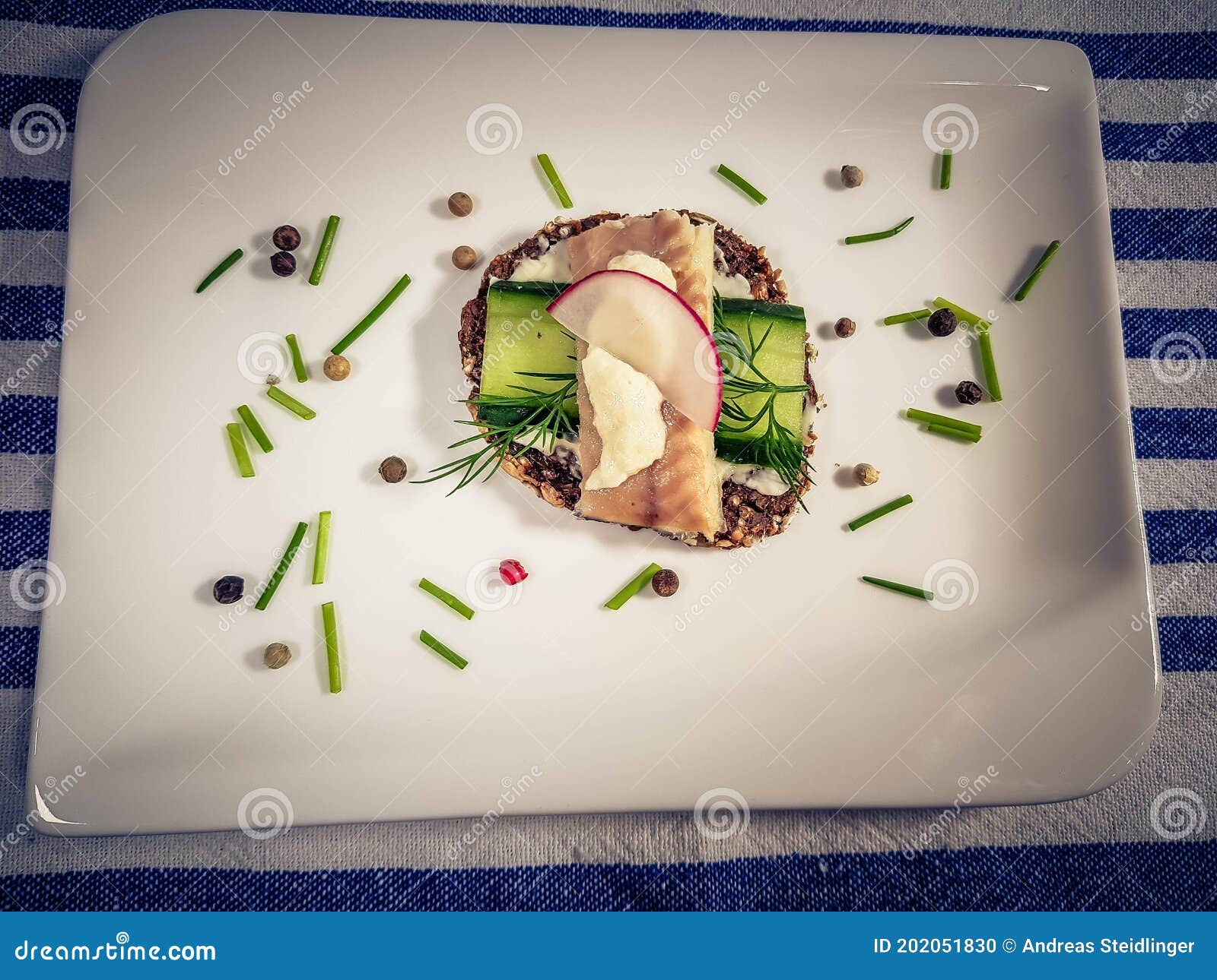 Smoked fish canapes stock photo. Image of herb, food - 202051830