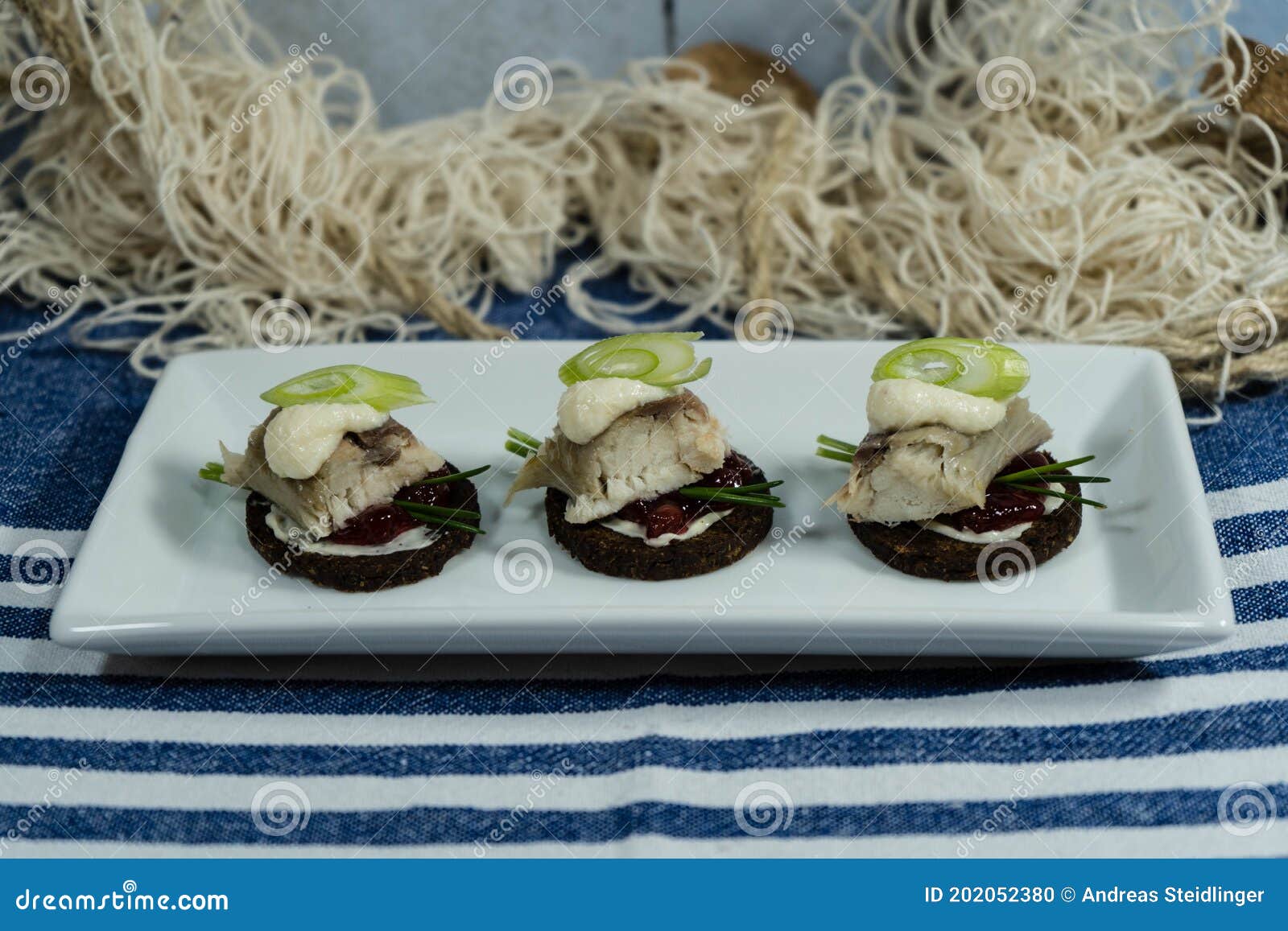 Smoked fish canapes stock photo. Image of fillet, lunch - 202052380