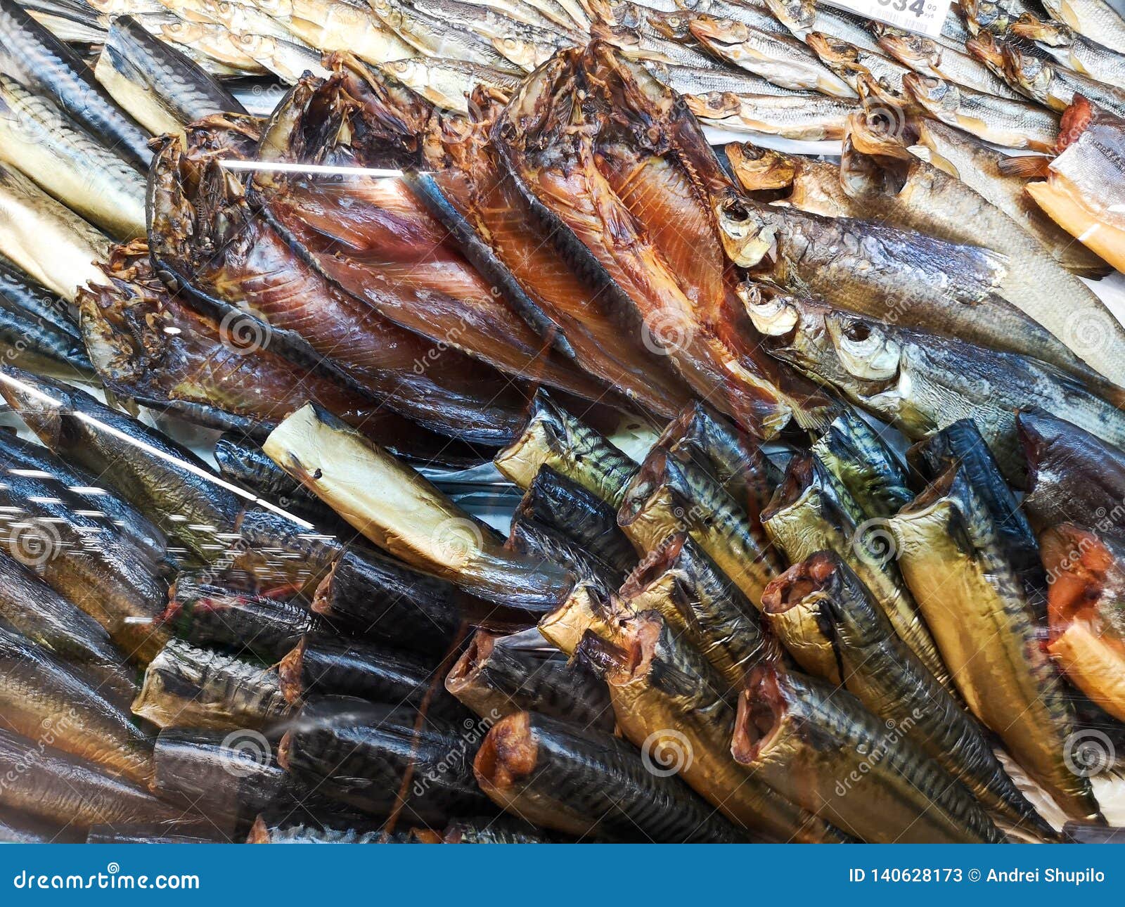Smoked Fish on the Counter in the Store Stock Image - Image of mackerel ...