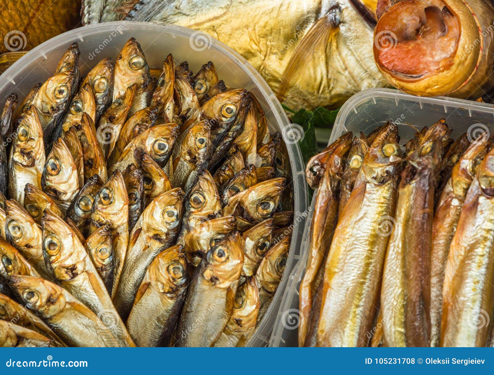 Smoked fish in market stock photo. Image of mackerel - 105231708