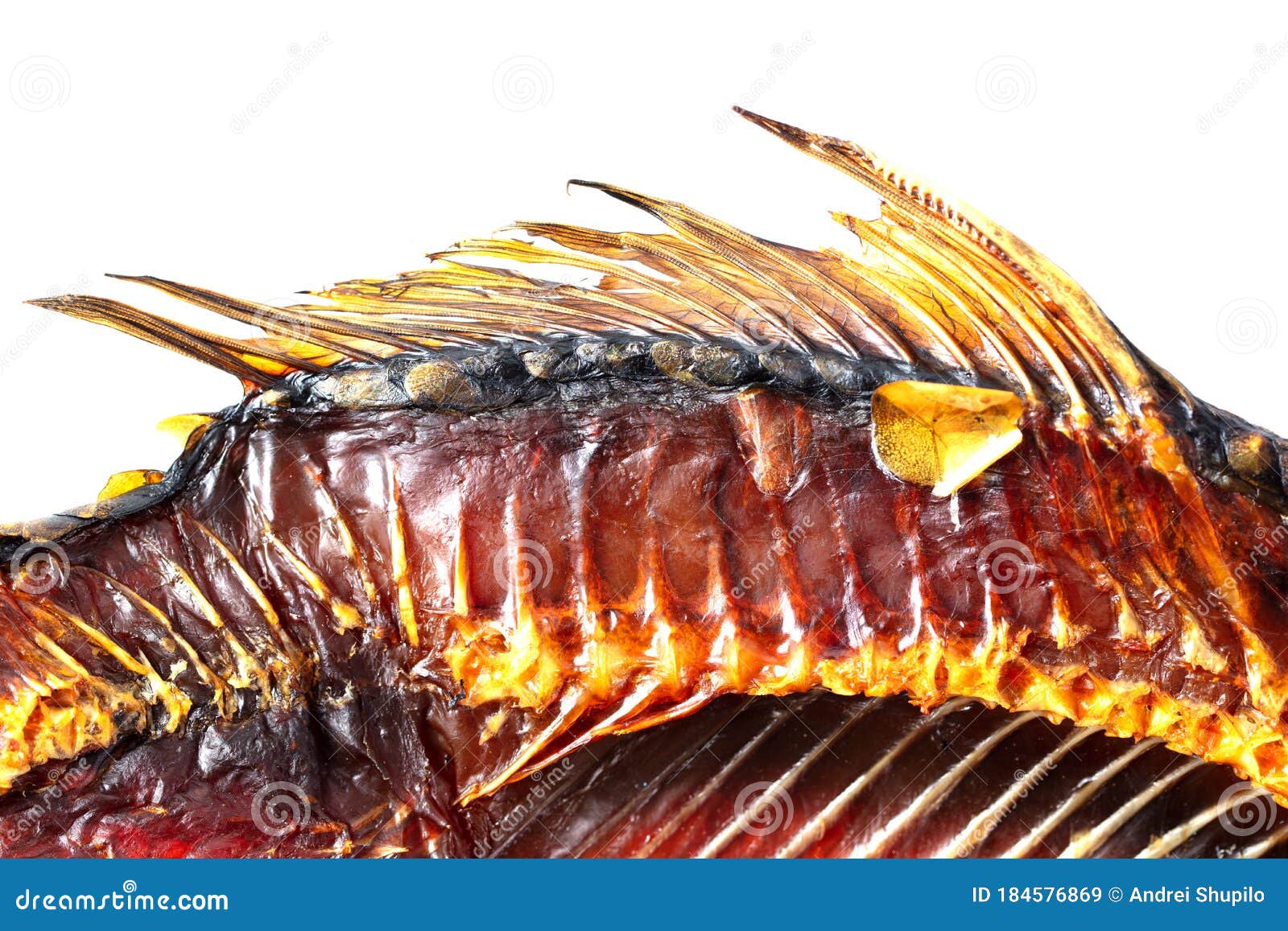 Smoked Fish Meat and Ribs on a White Background Stock Image - Image of ...