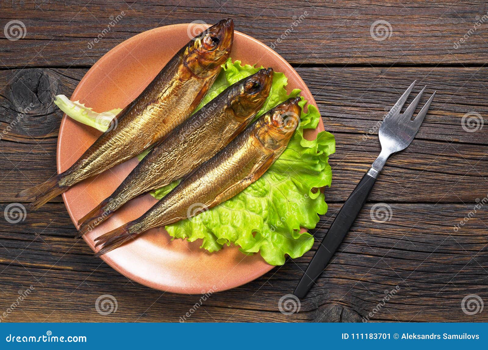 Smoked fish in plate stock image. Image of healthy, appetizer - 111183701