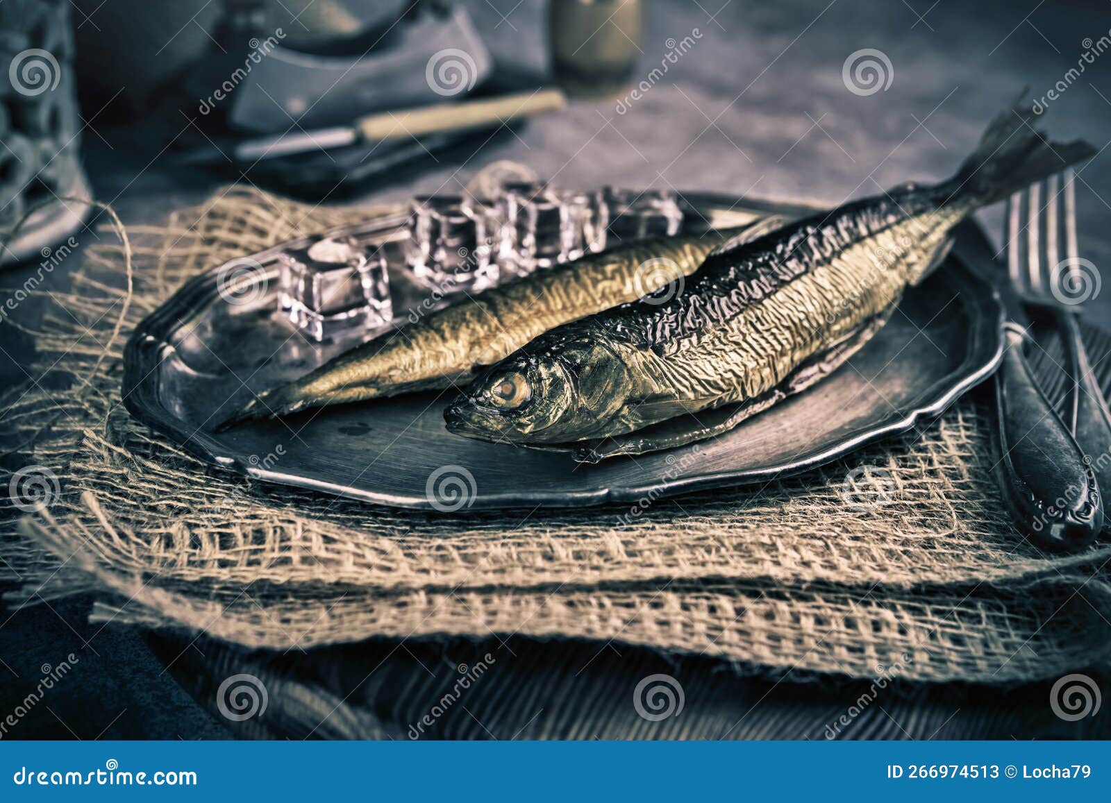 Smoked Fish in a Traditional Way on a Rustic Background Stock Image ...