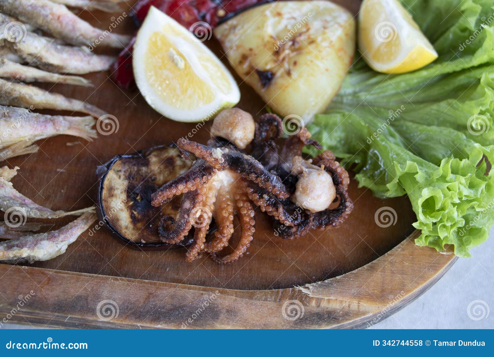 Smoked and fried octopus stock photo. Image of nature - 342744558