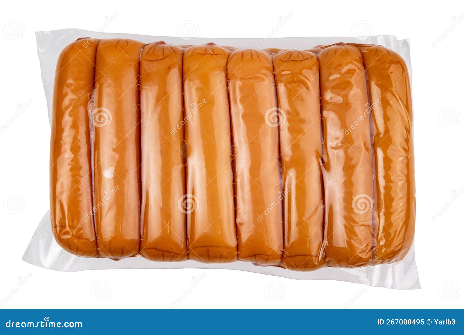Smoked German Sausages in Package, Top View, Package of Sausages ...